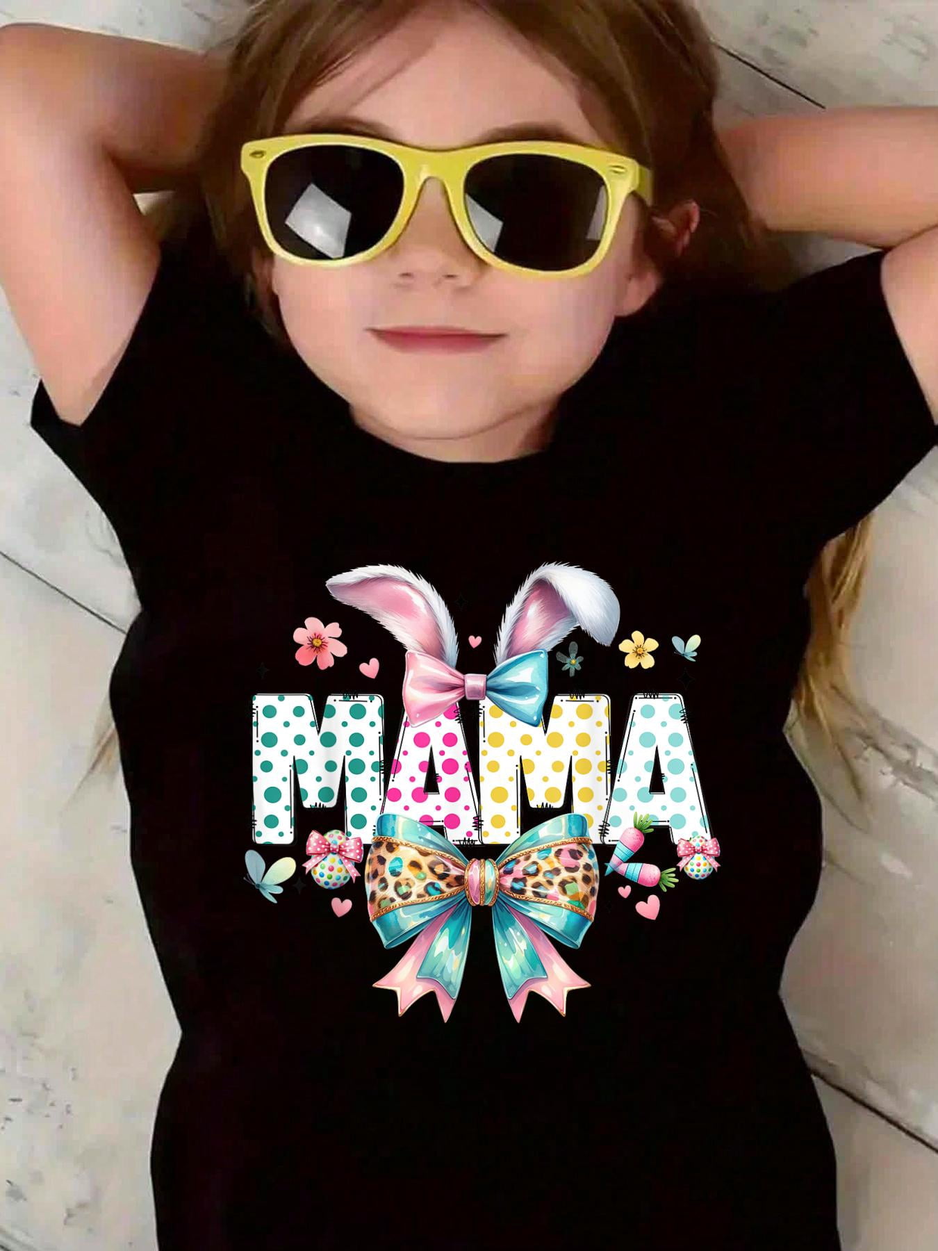 Bow Coquette Ribbon Happy Easter Day Bunny Mama Kids T-Shirt Graphic T ...
