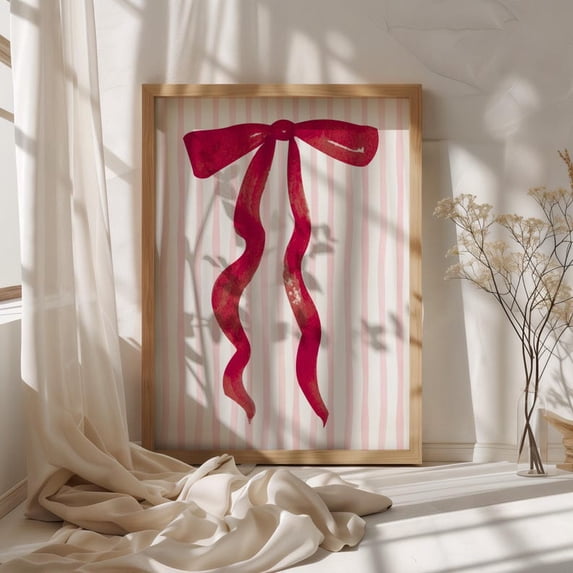 Bow Coquette Wall Art Retro Trendy Poster Pink Typography Apartment ...