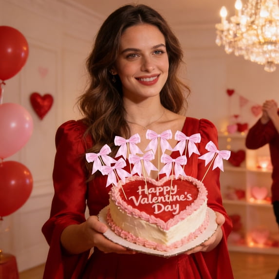 Bow Cupcake Toppers, Bowknot Cake Toppers Picks for Cupcakes, Wedding ...