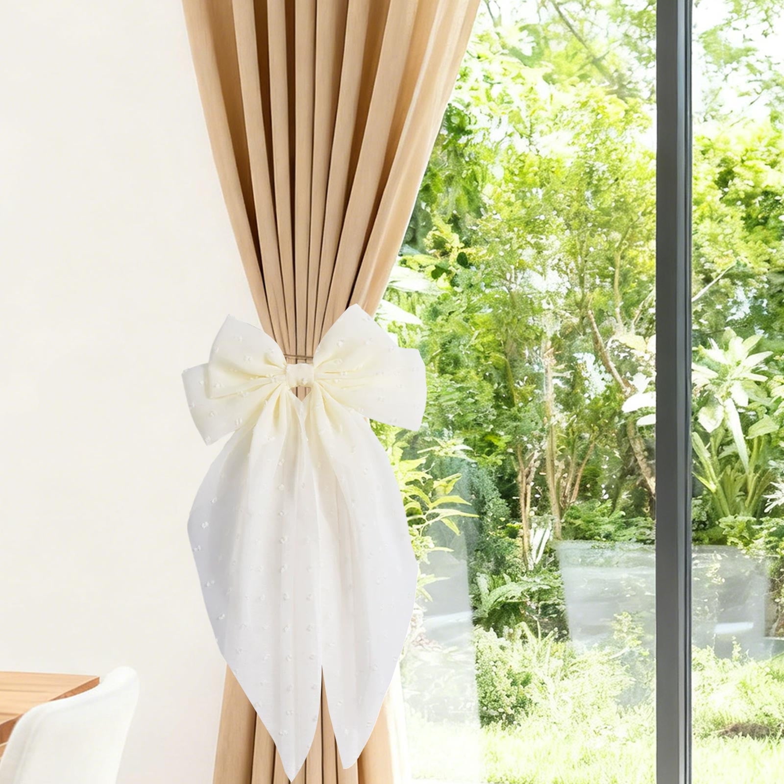 Bow Curtain Buckle with Streamer, Adjustable Window Tieback Decoration ...