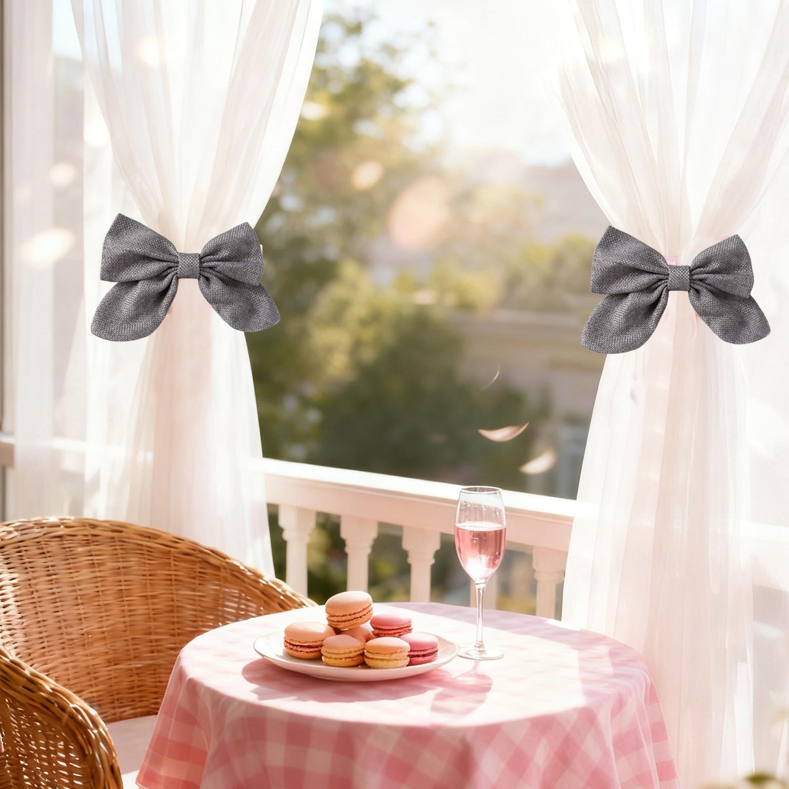 Bow Curtain Clip, Linen Bow Tie Window Screen Accessory, Adjustable ...