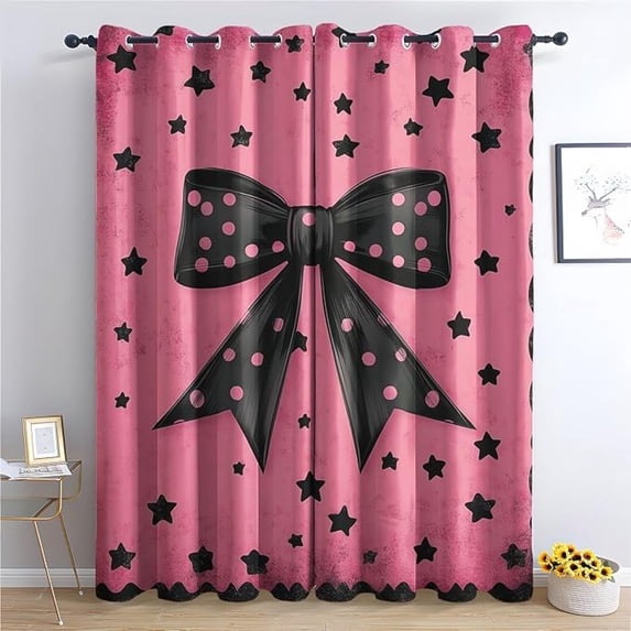 Bow Curtains Blackout, Thermal Insulated Room Darkening Grommet Drapes ...