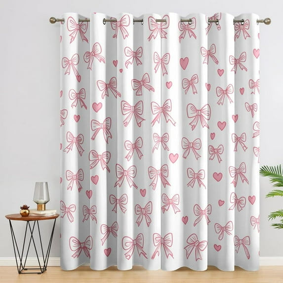 Bow Curtains For Living Room, Modern Aesthetic Pink Pattern Design ...