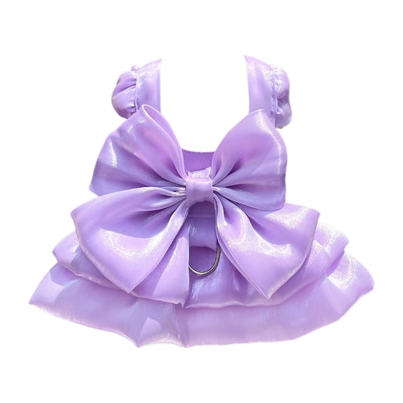 Bow Decor Dog Cat Wedding Tutu Dress with D-Ring Soft Breathable ...