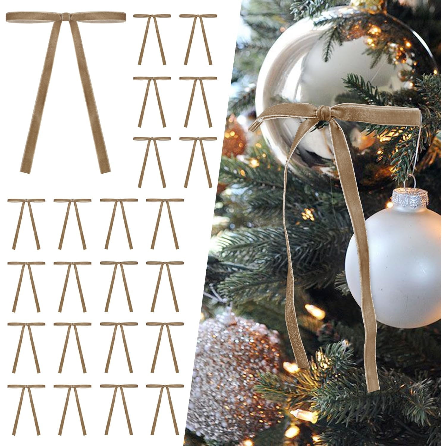 Bow Decor Velvet Christmas Tree Bows Decoration for Home Wedding ...