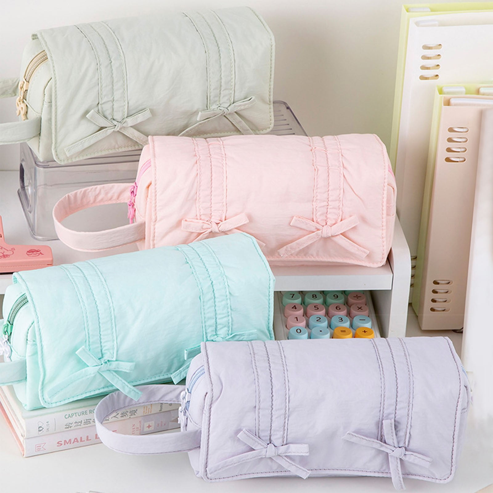 Bow Design 3-Layer Pencil Case - 80+ Pen Capacity Handle Organizer for ...