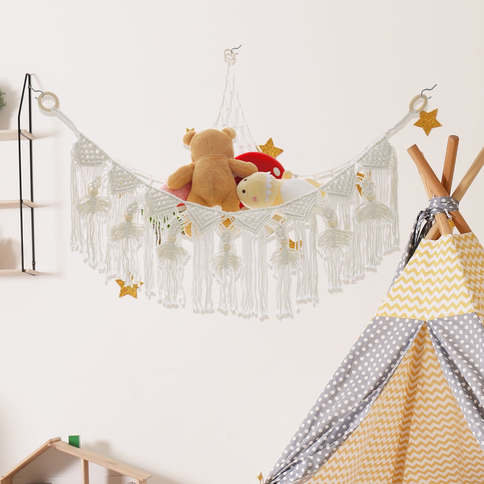 Toorise Stuffy Hammock Cotton Rope Stuffed Animal Toy Hammock Large ...