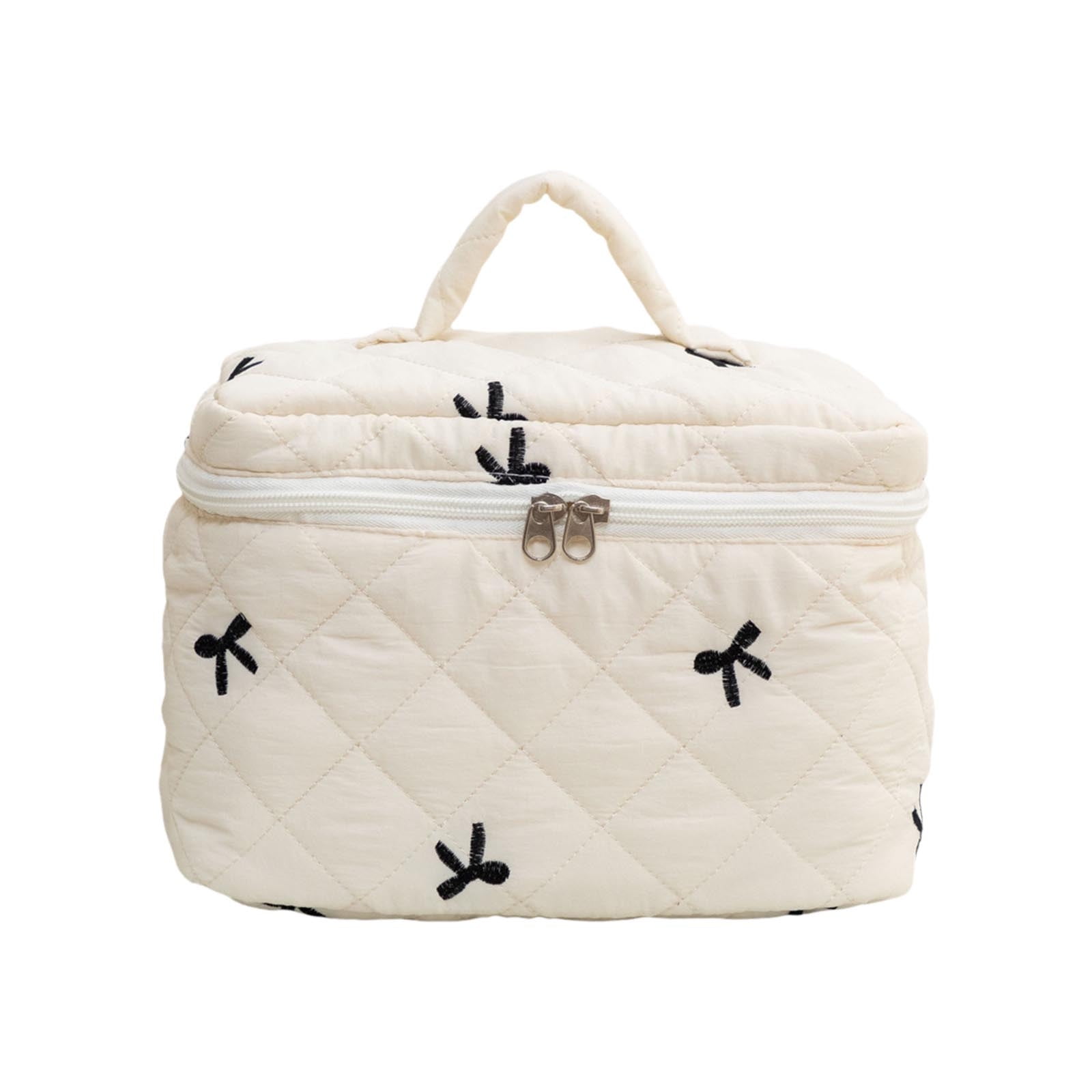 Bow Embroidered Makeup Bag Fashionable Dumpling Design Cosmetic ...