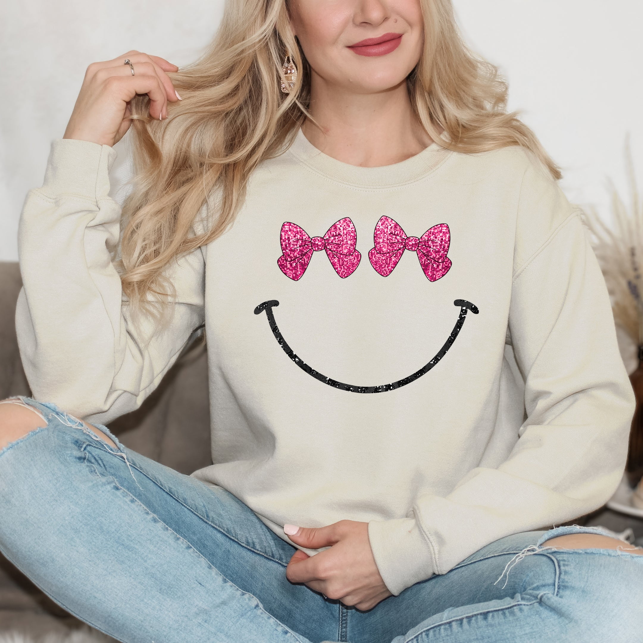 Bow Eyes Smiley | Sweatshirt - Walmart.com