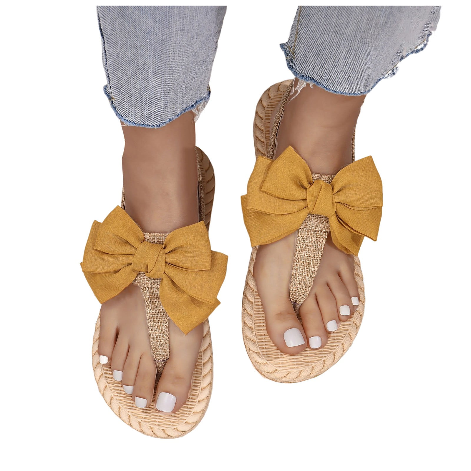 Bow Flats Flip Flop Sandals for Women Girls 2025 Summer Beach Casual ...