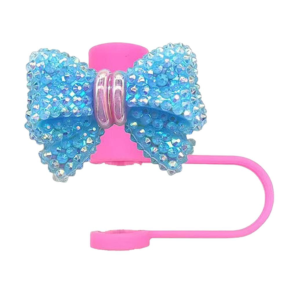 Bow Flower Straw Cover shiny Straw Topper Cup Accessories Dust Cap ...