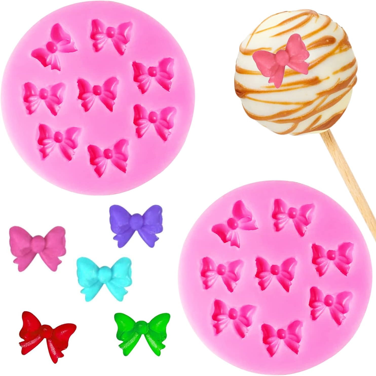 Bow Fondant Molds, 2 Pack Mini Bows Silicone Fondant Molds Bowknot ...