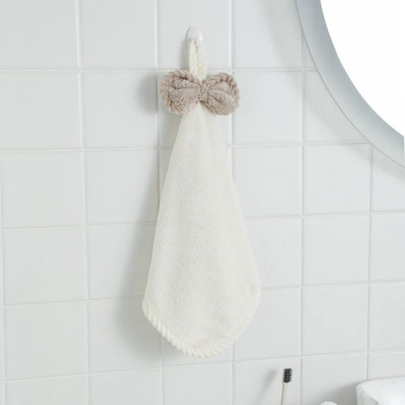 Bow Hand Towels Microfiber Hand Towels with Hanging Loop Coral Fleece ...