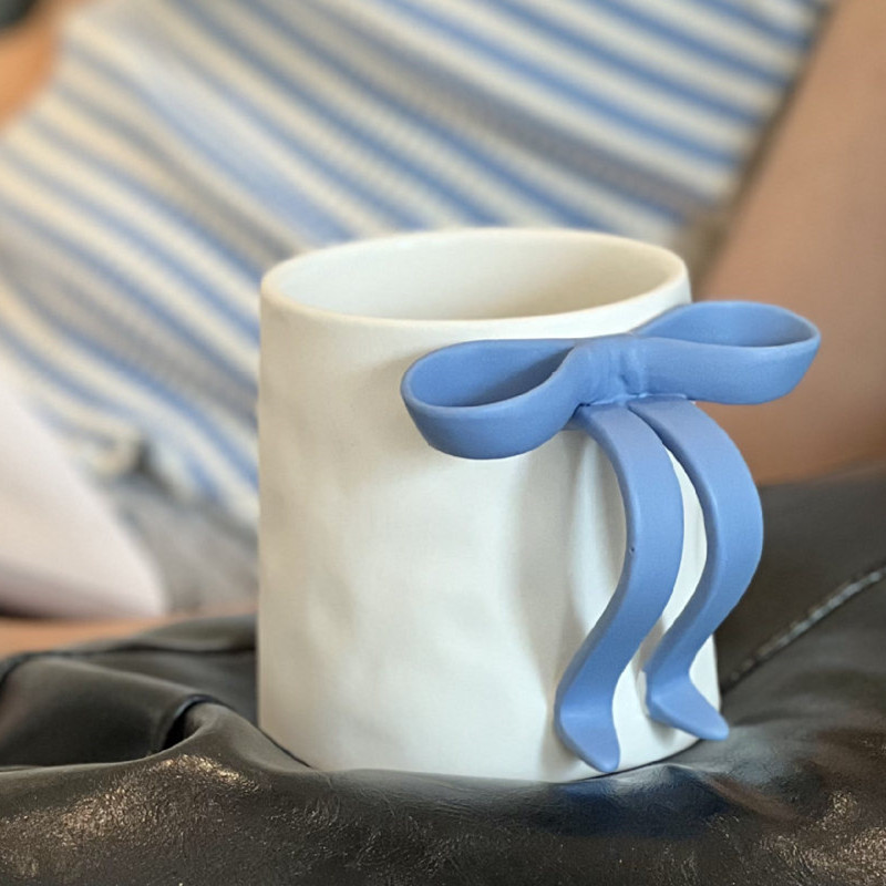 Bow Handle Mug Creative Ceramic Water Cup Couple Breakfast Milk Cup ...