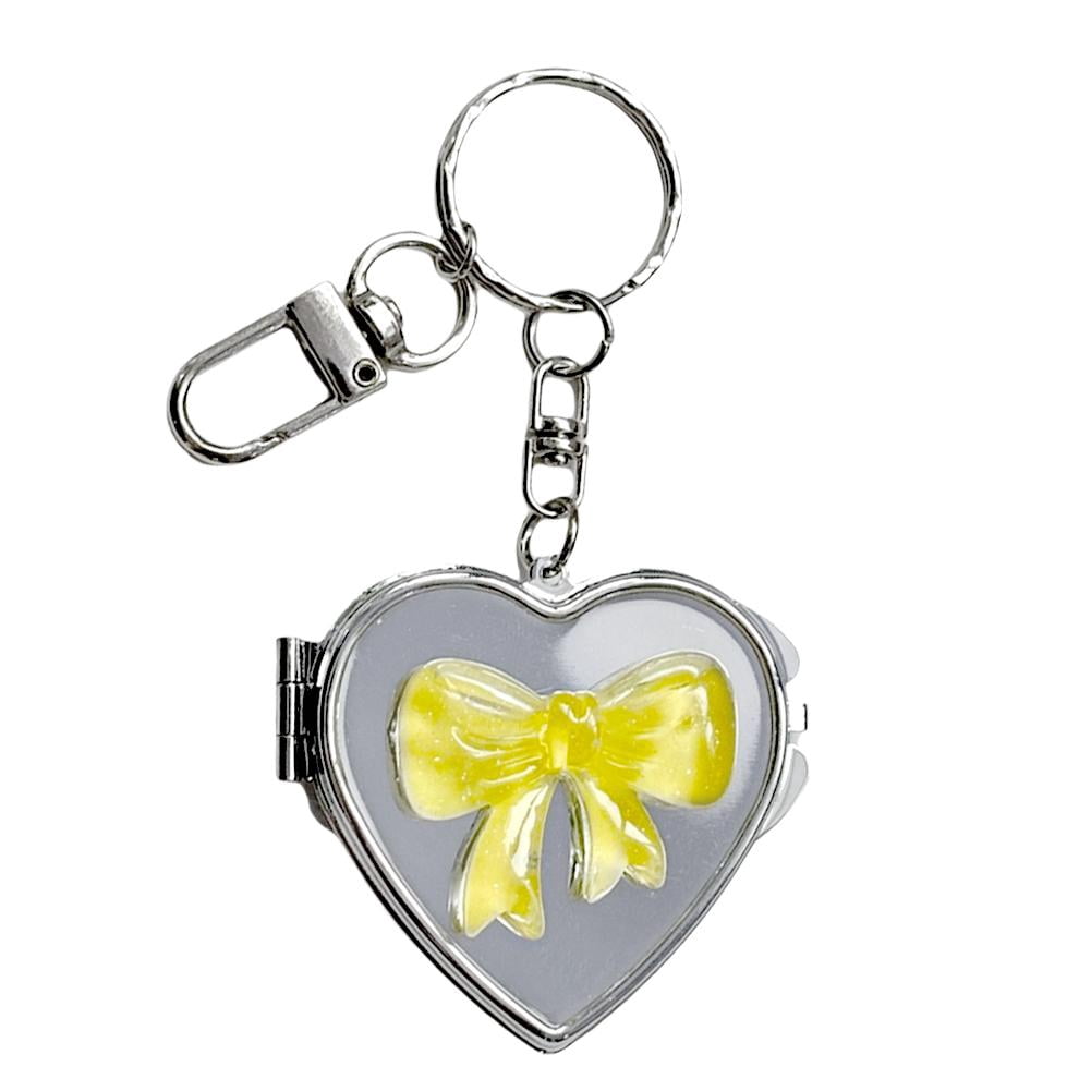 Bow Heart Mirror Keychain Heart Pendant Keychain Beaded,Metal Key Bag ...