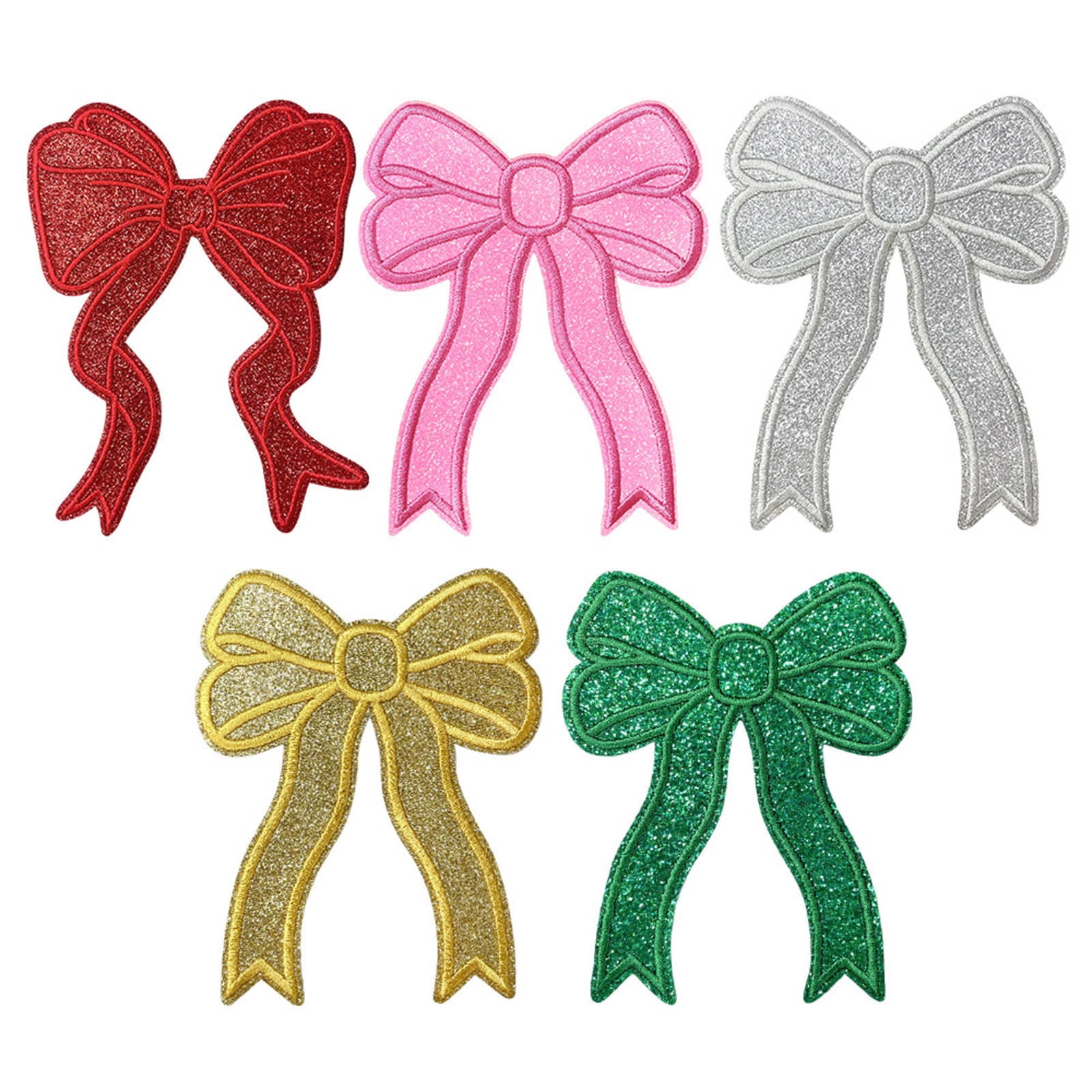 Bow Iron On Patch,5Pcs Iron On Patches Glitter Glitter Side Bow ...