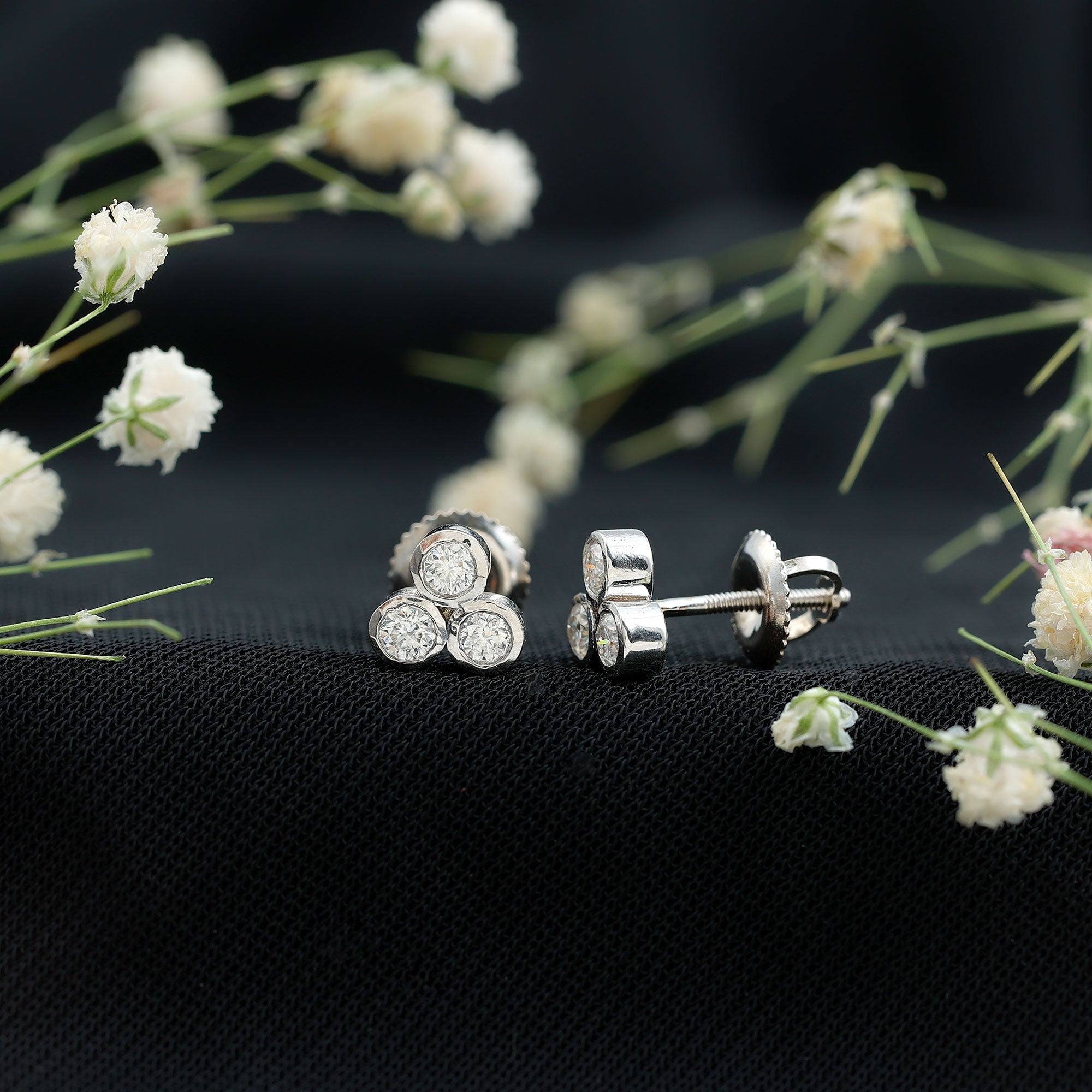 Bow Jewel 1.3 Ct Round Cut Lab Created Diamond Earring - 14K White Gold Plated Engagement ...