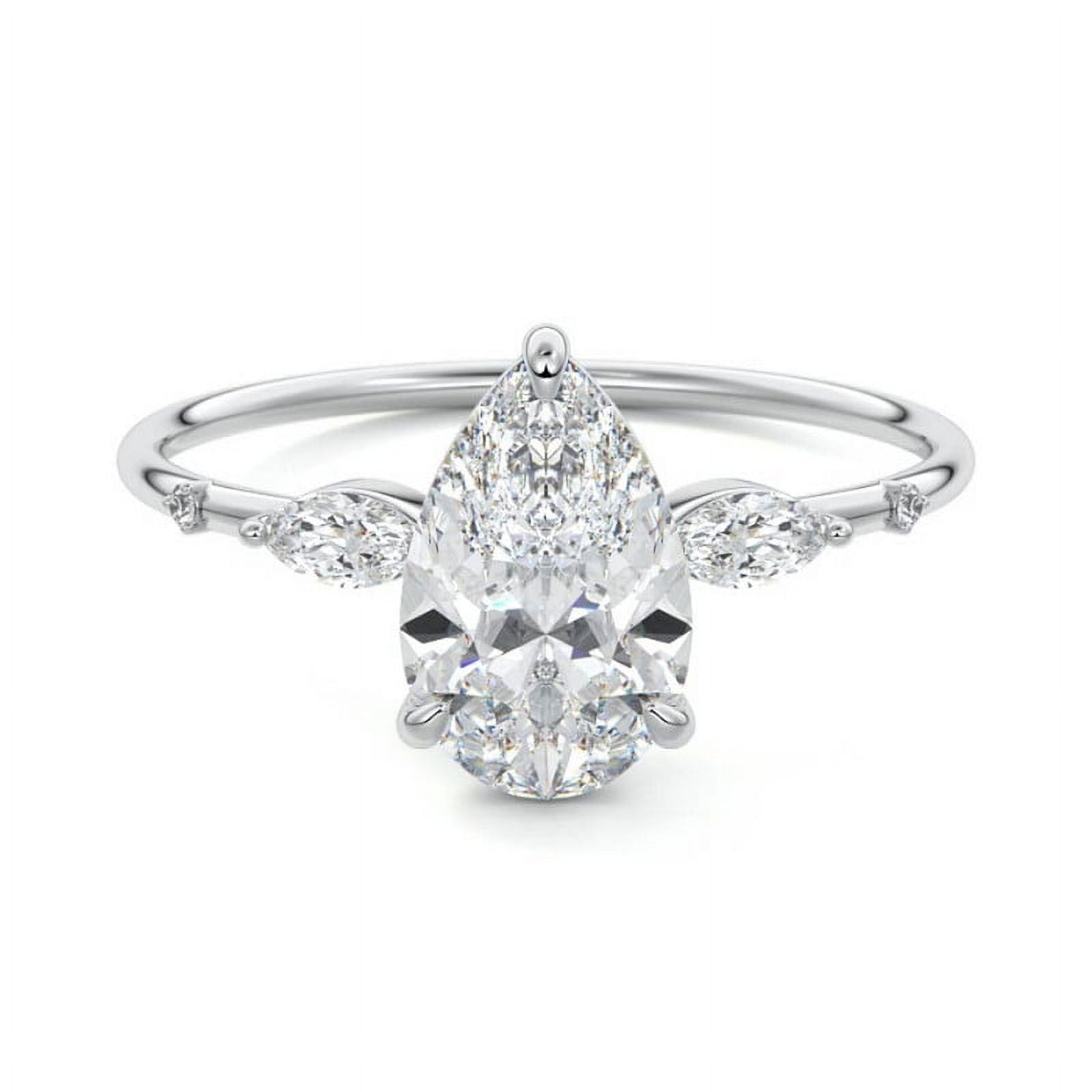 Bow Jewel 1.8 Ct Pear Cut Diamond Rings - 14K White Gold Plated Ring ...