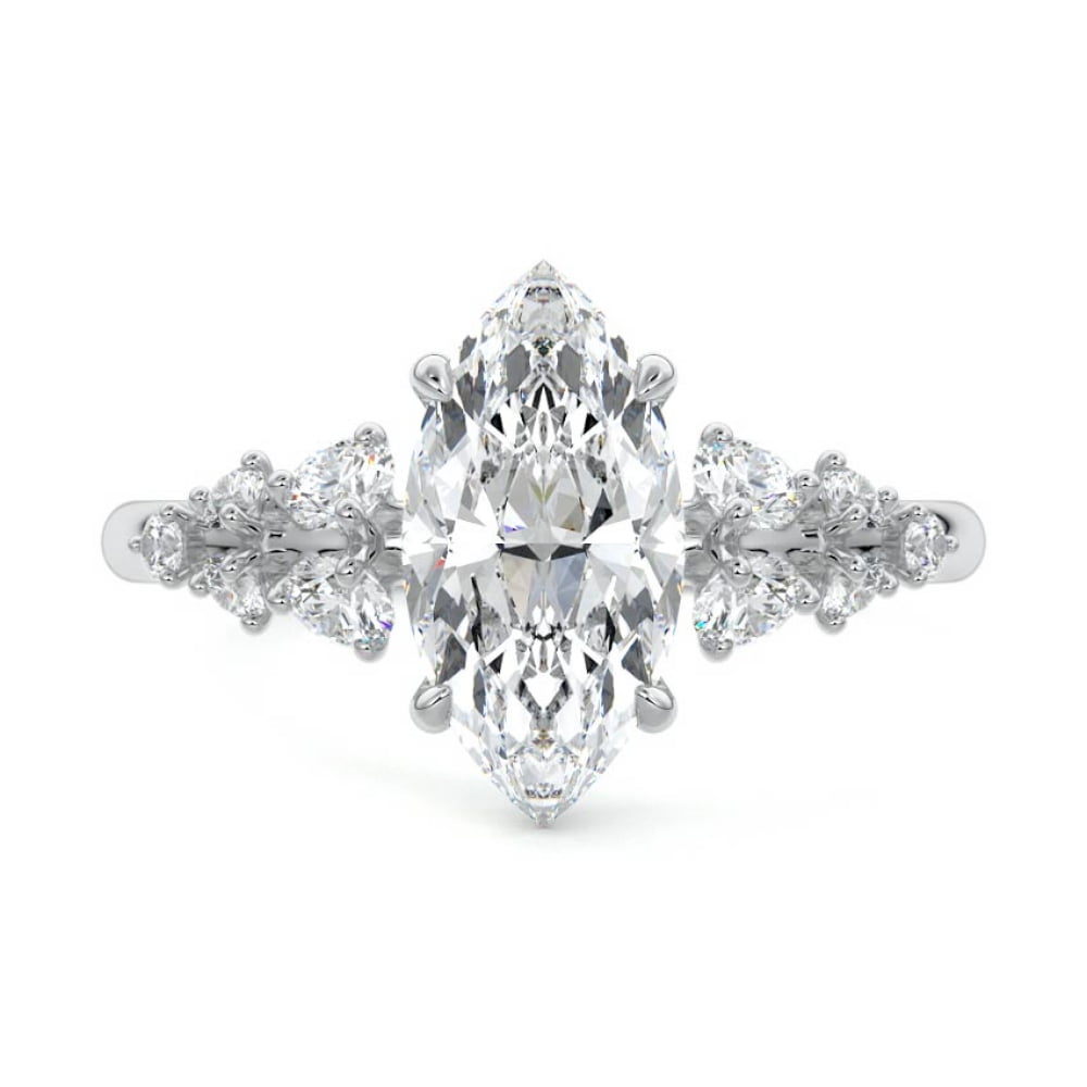 Bow Jewel 1.9 Ct Marquise Cut Diamond Ring - 14K White Gold Plated ...