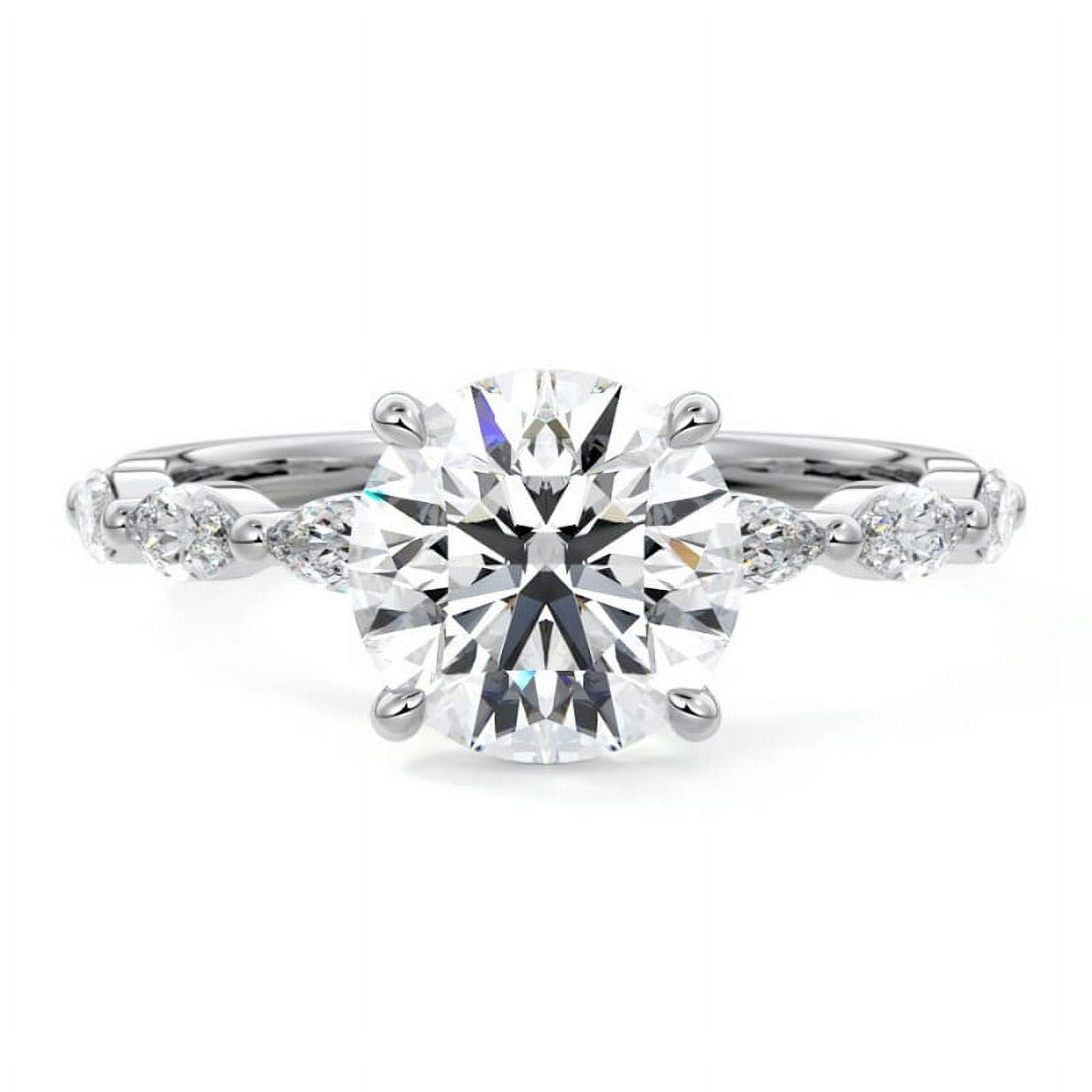 Bow Jewel 1.9 Ct Pear Cut Diamond Engagement Ring - 14K White Gold Plated Forever Diamond Ring ...