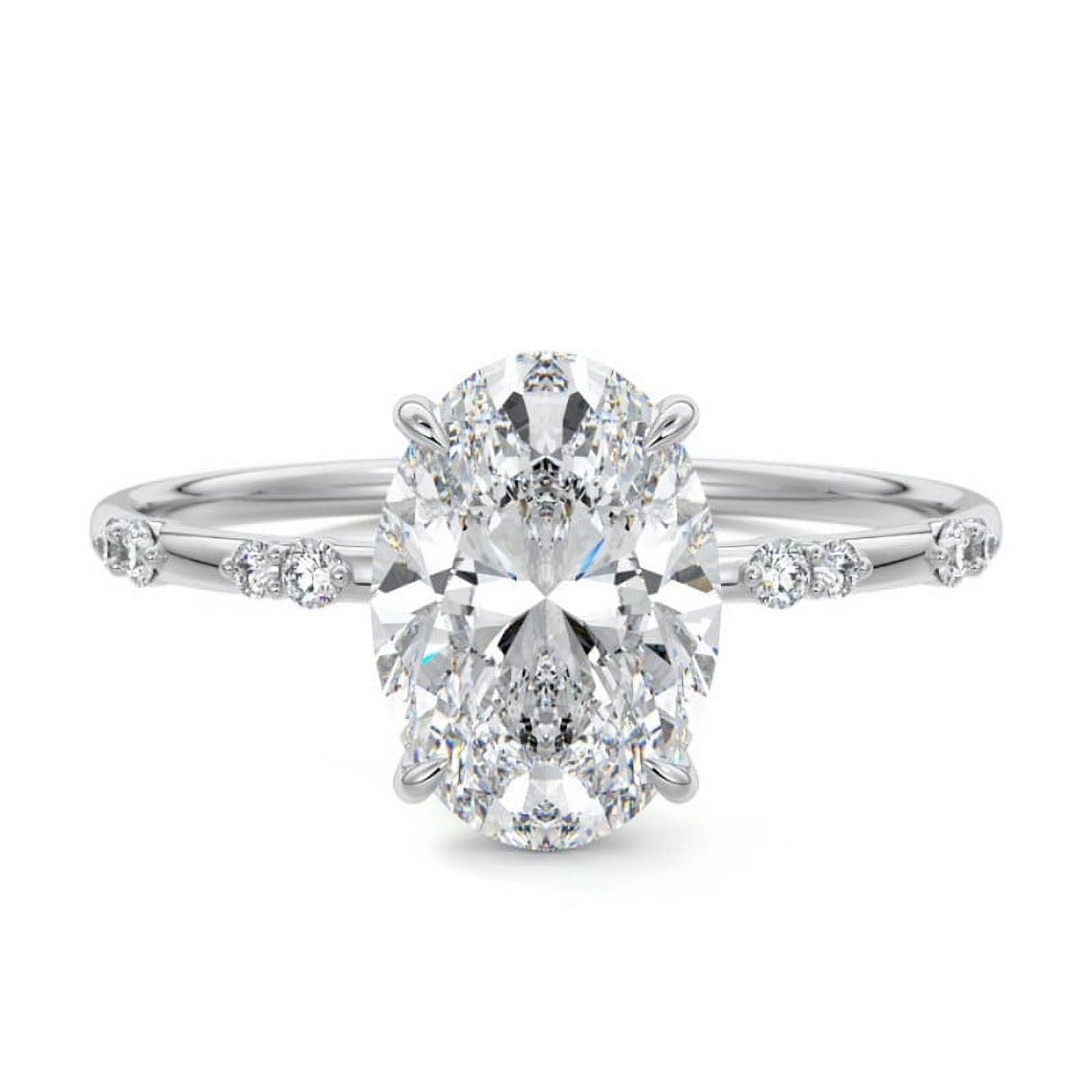 Bow Jewel 14K White Gold Plated Ring - 1.8 Ct Oval Cut Diamond Rings ...