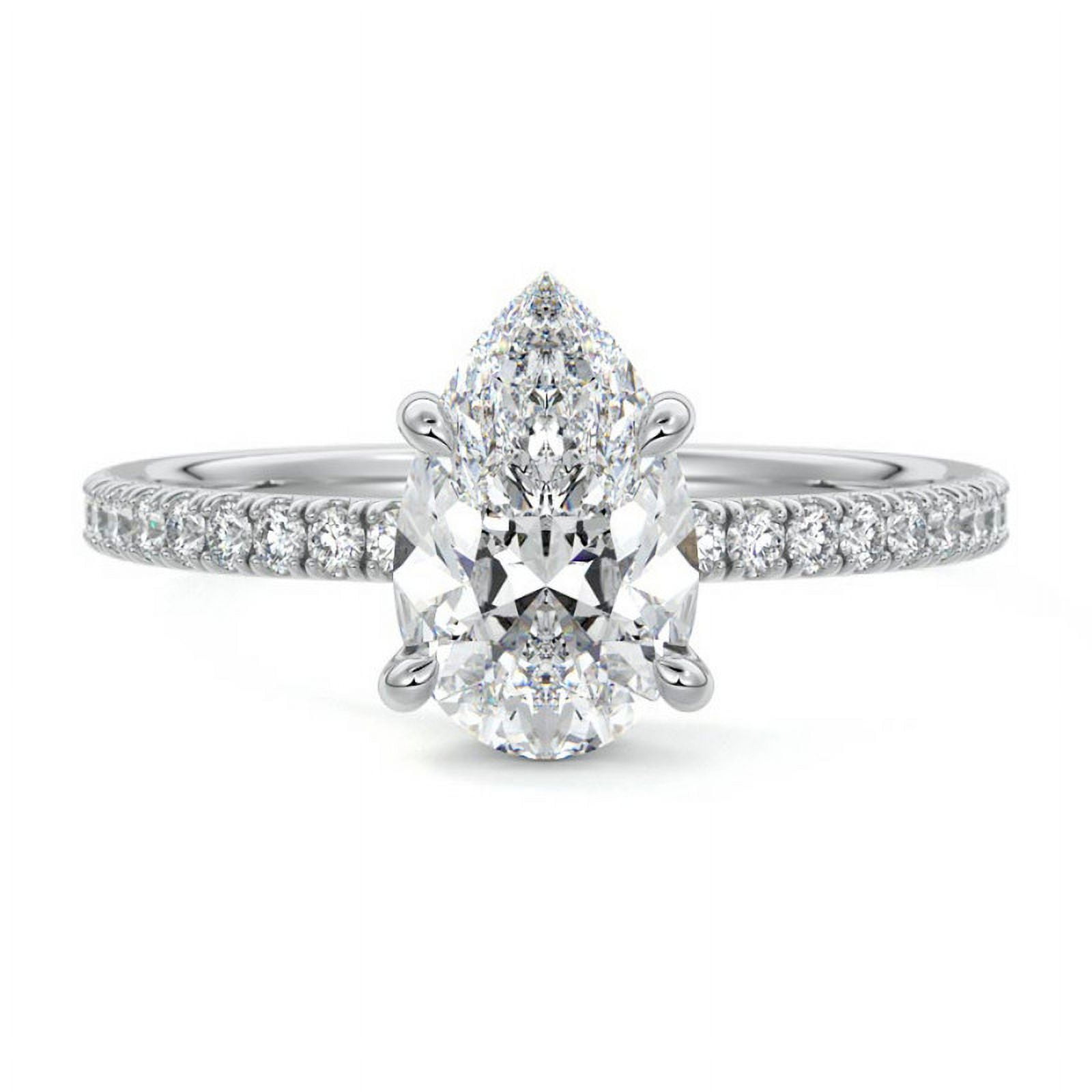 Bow Jewel 14K White Gold Plated Ring - 1.8 Ct Pear Cut Diamond Rings ...