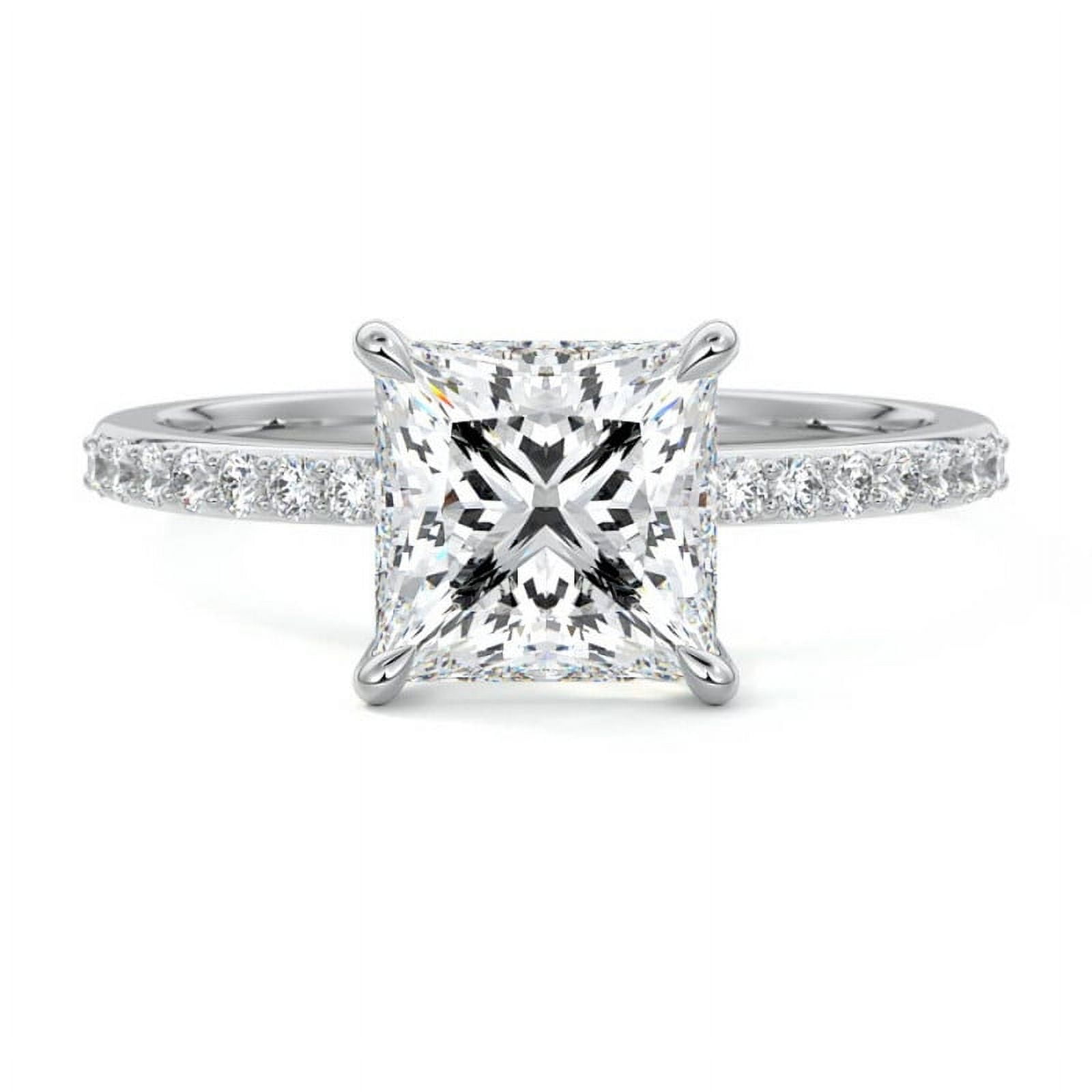 Bow Jewel 14K White Gold Plated Ring - 2 Ct Radiant Cut Diamond Ring ...
