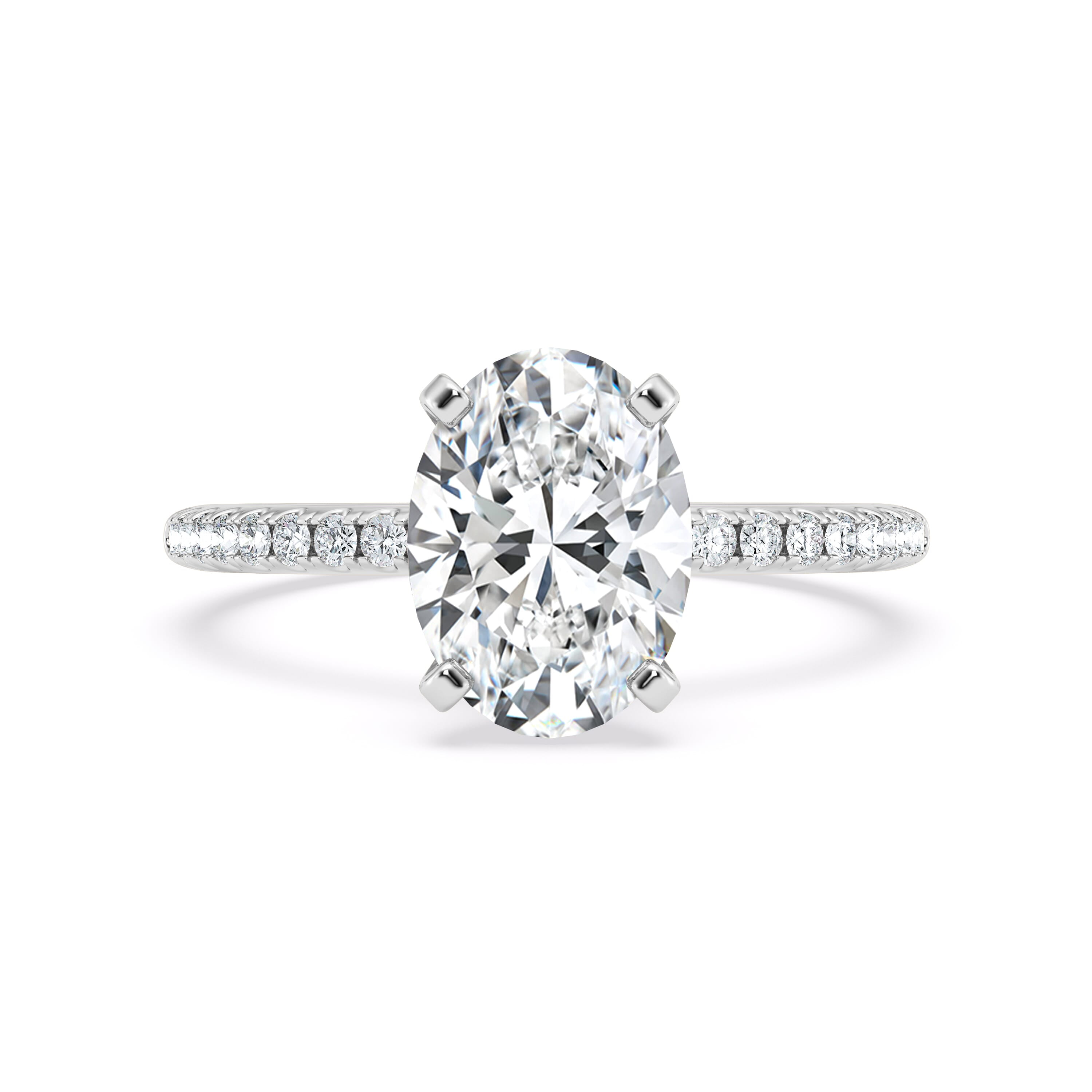 Bow Jewel 14K White Gold Plated Ring - Hidden Halo 1.7 Ct Oval Cut Lab Created Diamond Ring for ...