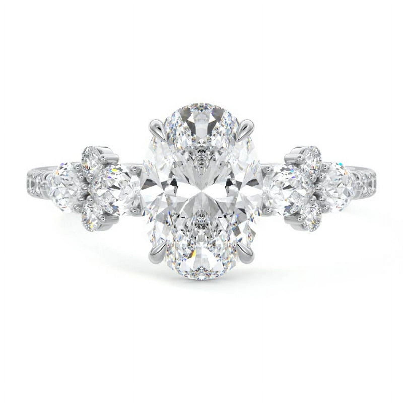 Bow Jewel 14K White Gold Plated Ring for Women's - 2 Ct VVS1 Oval Cut ...