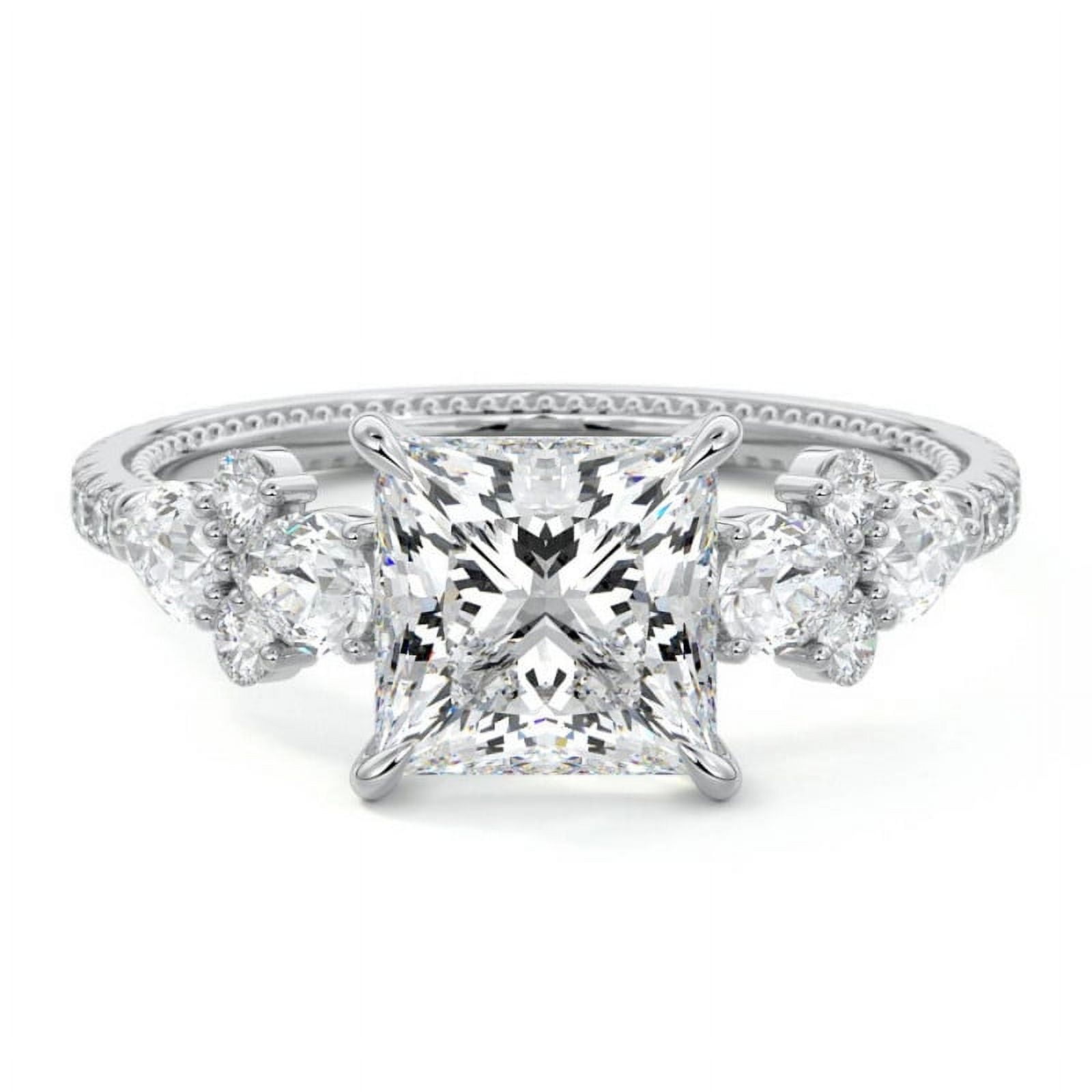 Bow Jewel 14K White Gold Plated Ring for Women's - Princess Cut 2 Ct ...