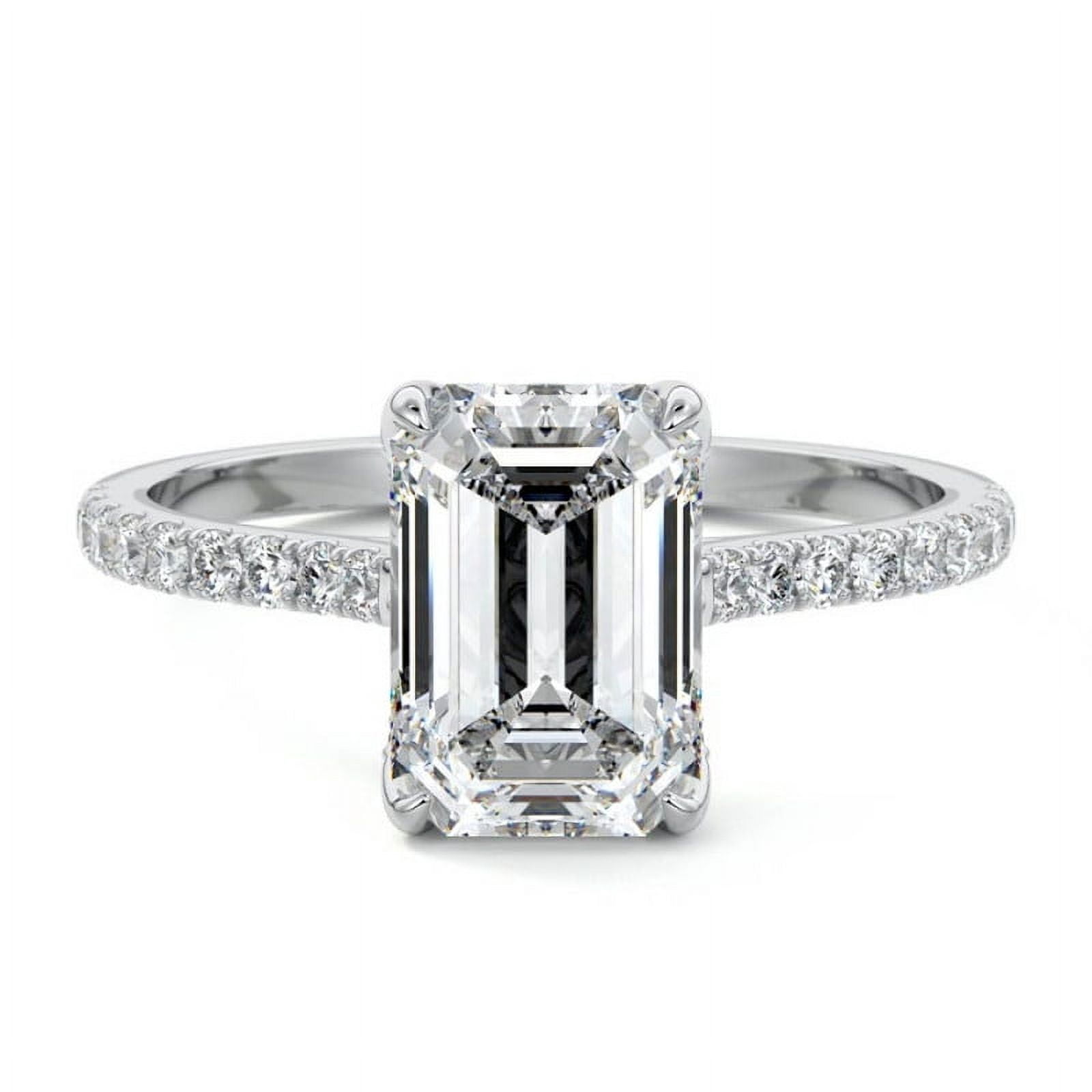 Bow Jewel 2.1 Ct Emerald Cut Diamond Ring - 14K White Gold Plated ...