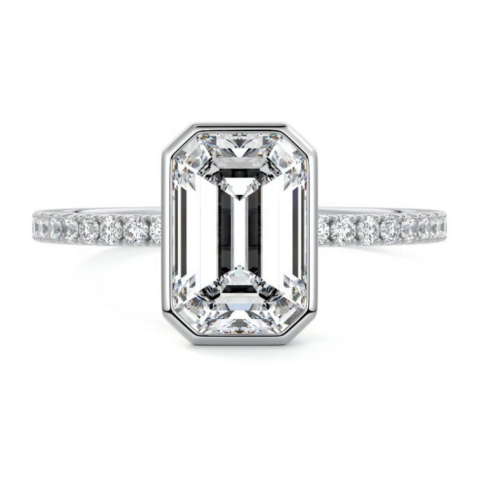 Bow Jewel 2.1 Ct Emerald Cut Diamond Ring - 14K White Gold Plated ...