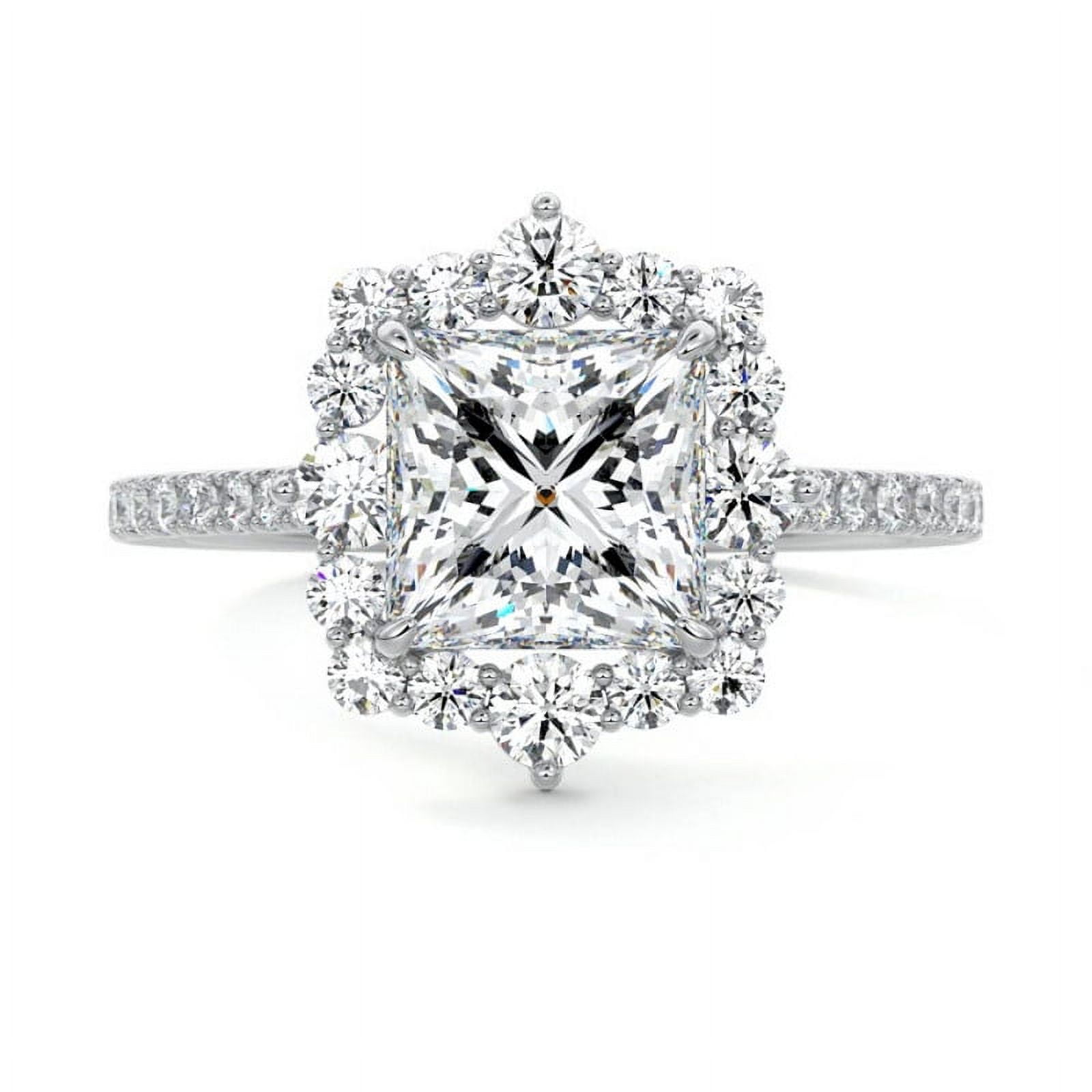 Bow Jewel 2.1 Ct Princess Cut Lab Created Diamond Wedding Ring - 14K ...