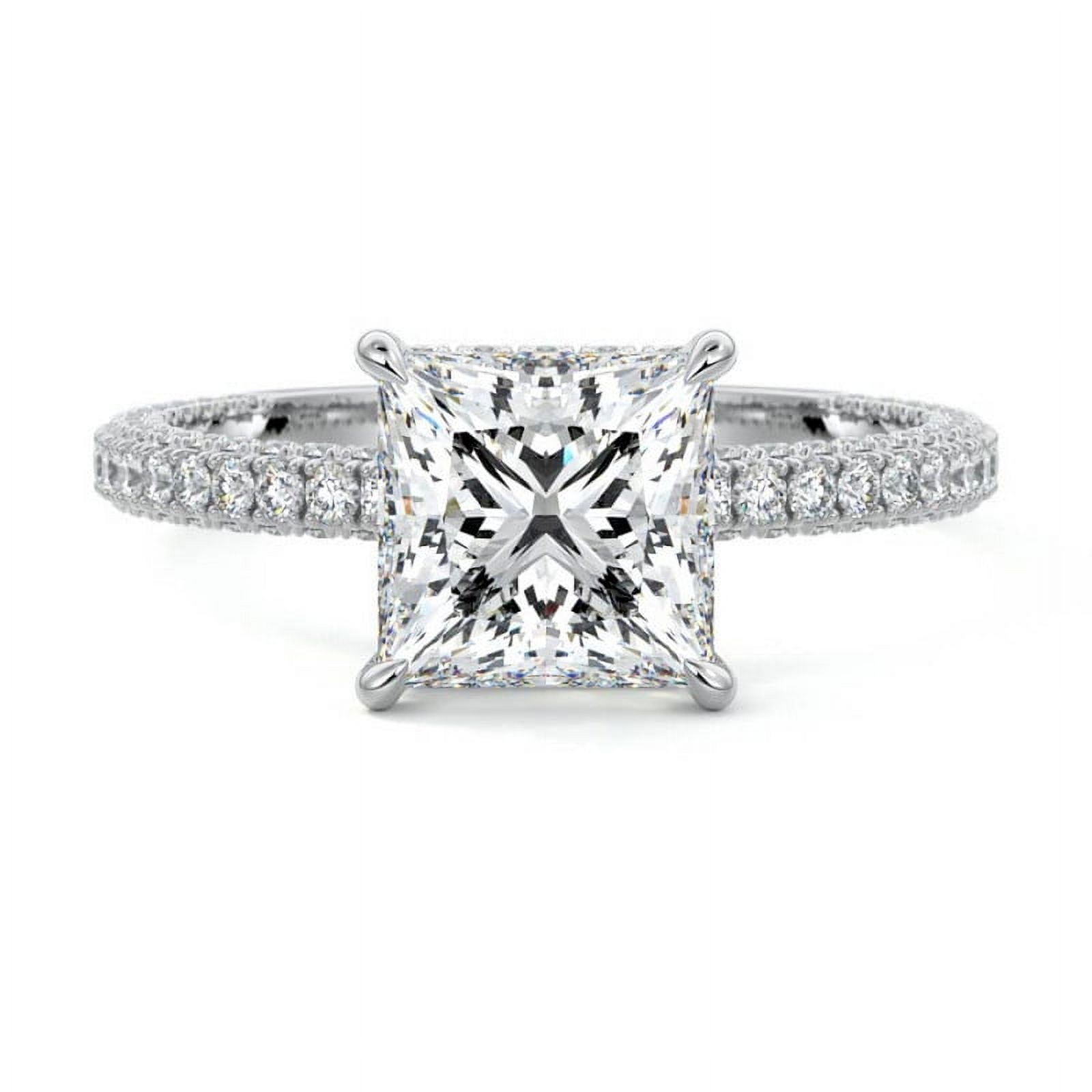Bow Jewel 2.1 Ct Princess Cut VVS1/D Diamond Ring for Women - 14K White ...