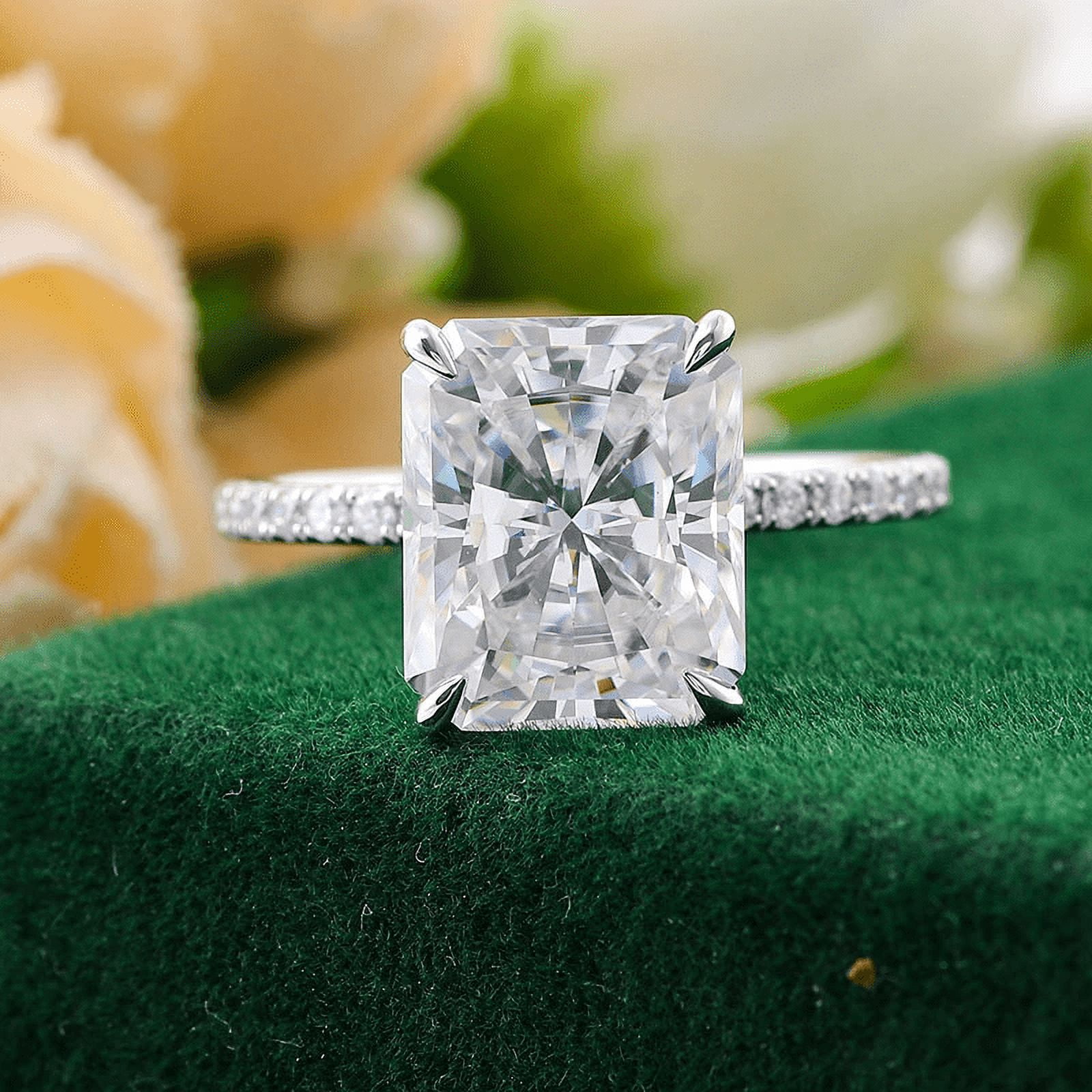 Bow Jewel 2.3 Ct Lab Diamond Radiant Cut Wedding Rings - 14K White Gold ...