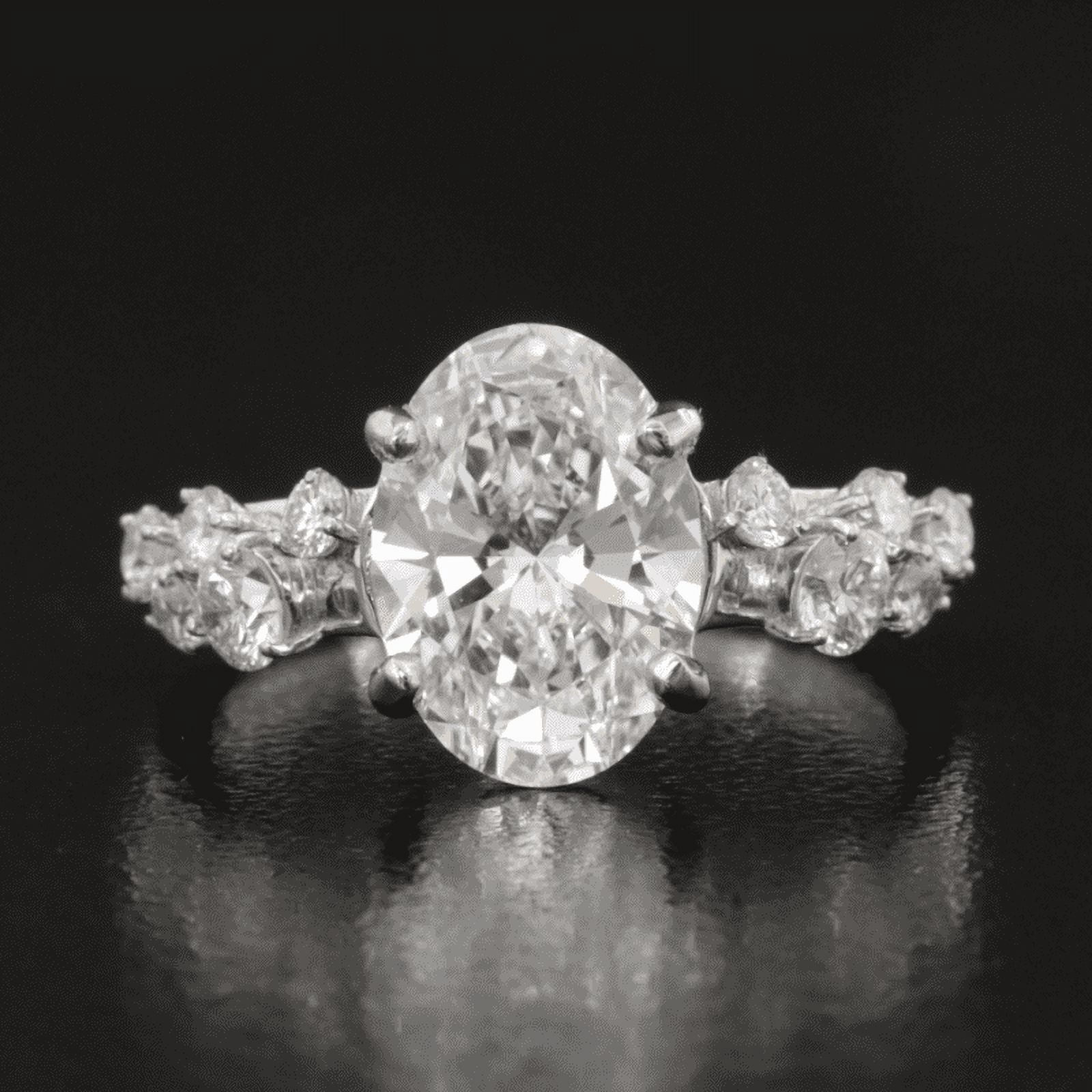 Bow Jewel 2 Ct Oval Cut Prong Set Diamond Rings - 14K White Gold Over ...