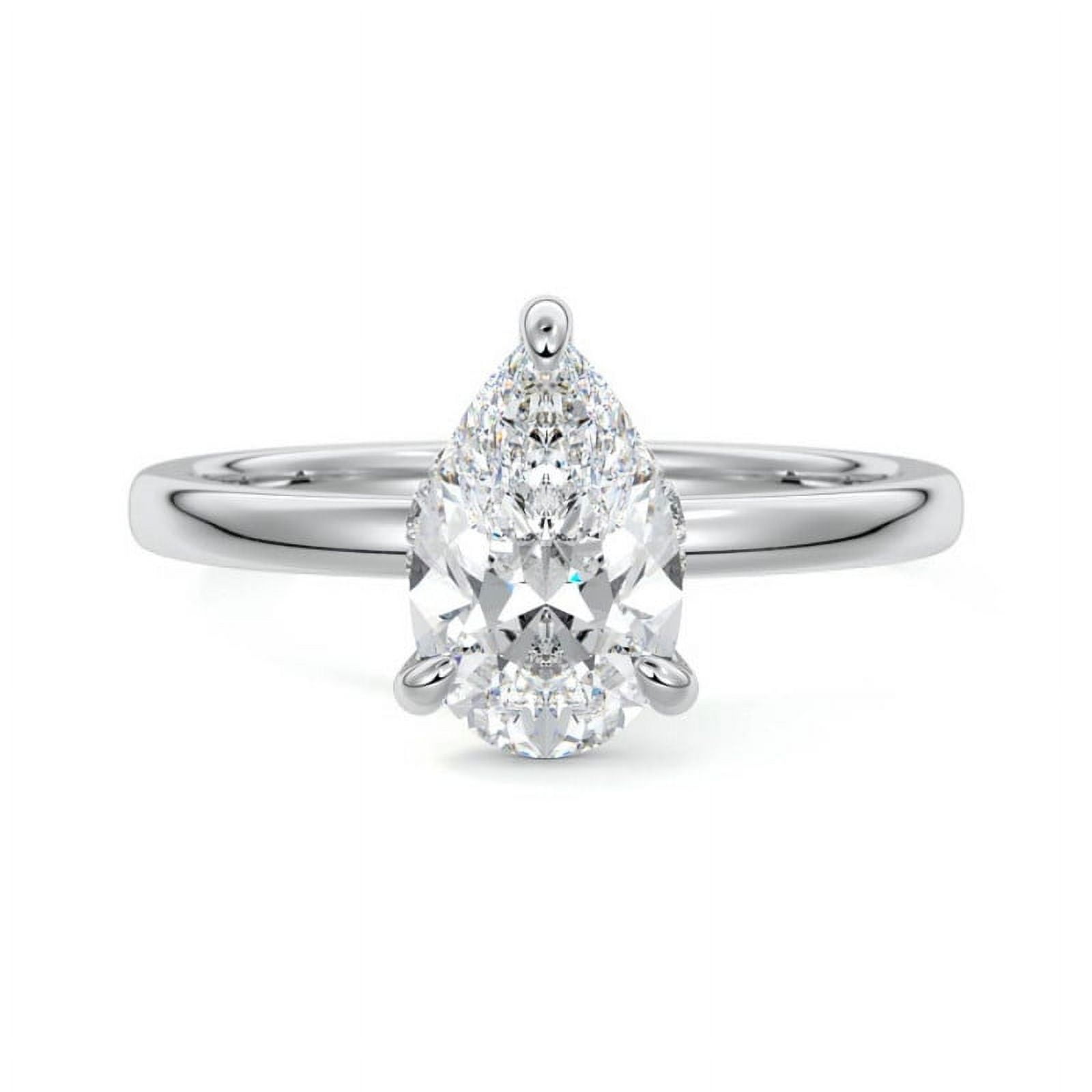 Bow Jewel 2 Ct Pear Cut Solitaire Diamond Ring for Her - 14K White Gold ...