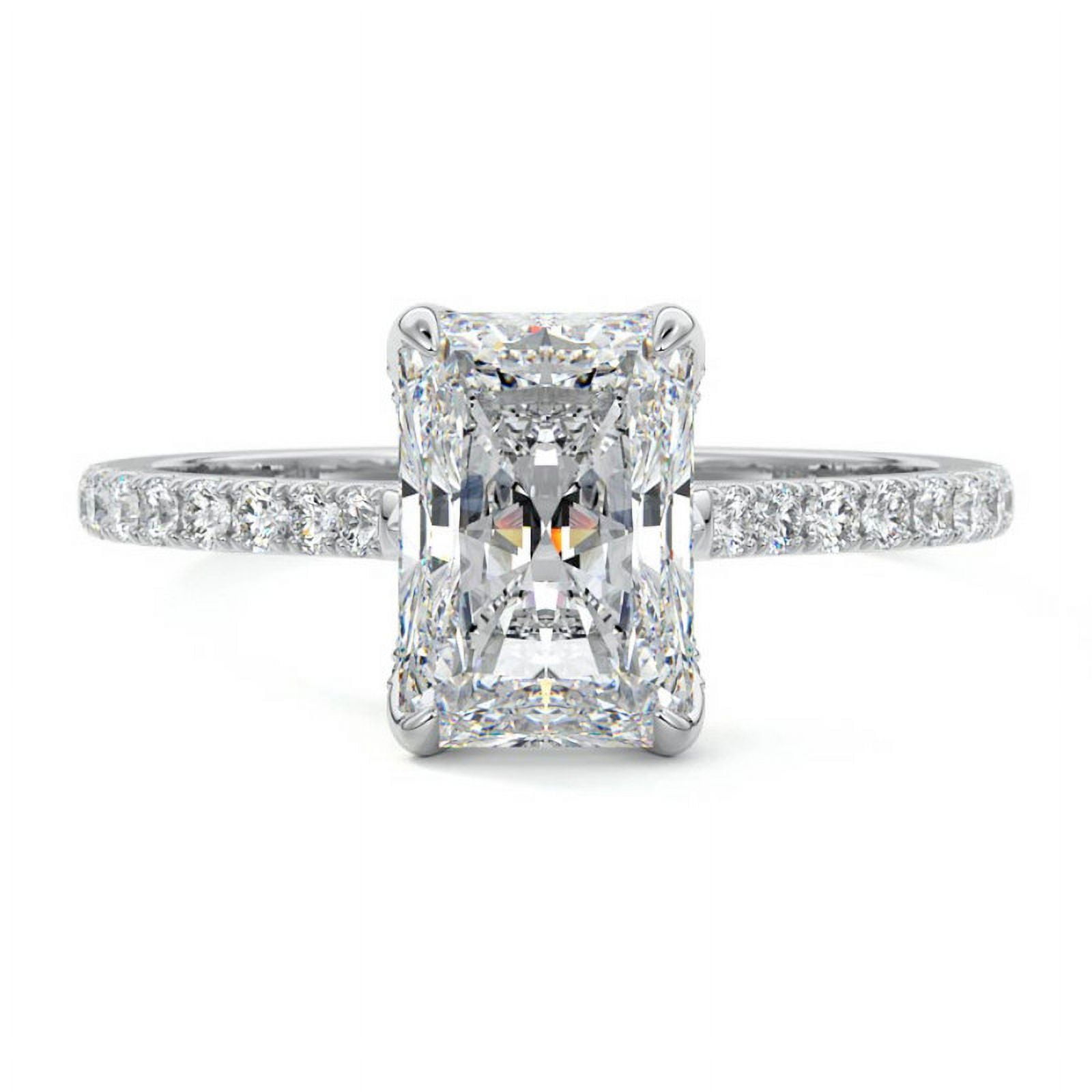 Bow Jewel 2 Ct Radiant Cut Diamond Ring for Her - 14K White Gold Plated ...