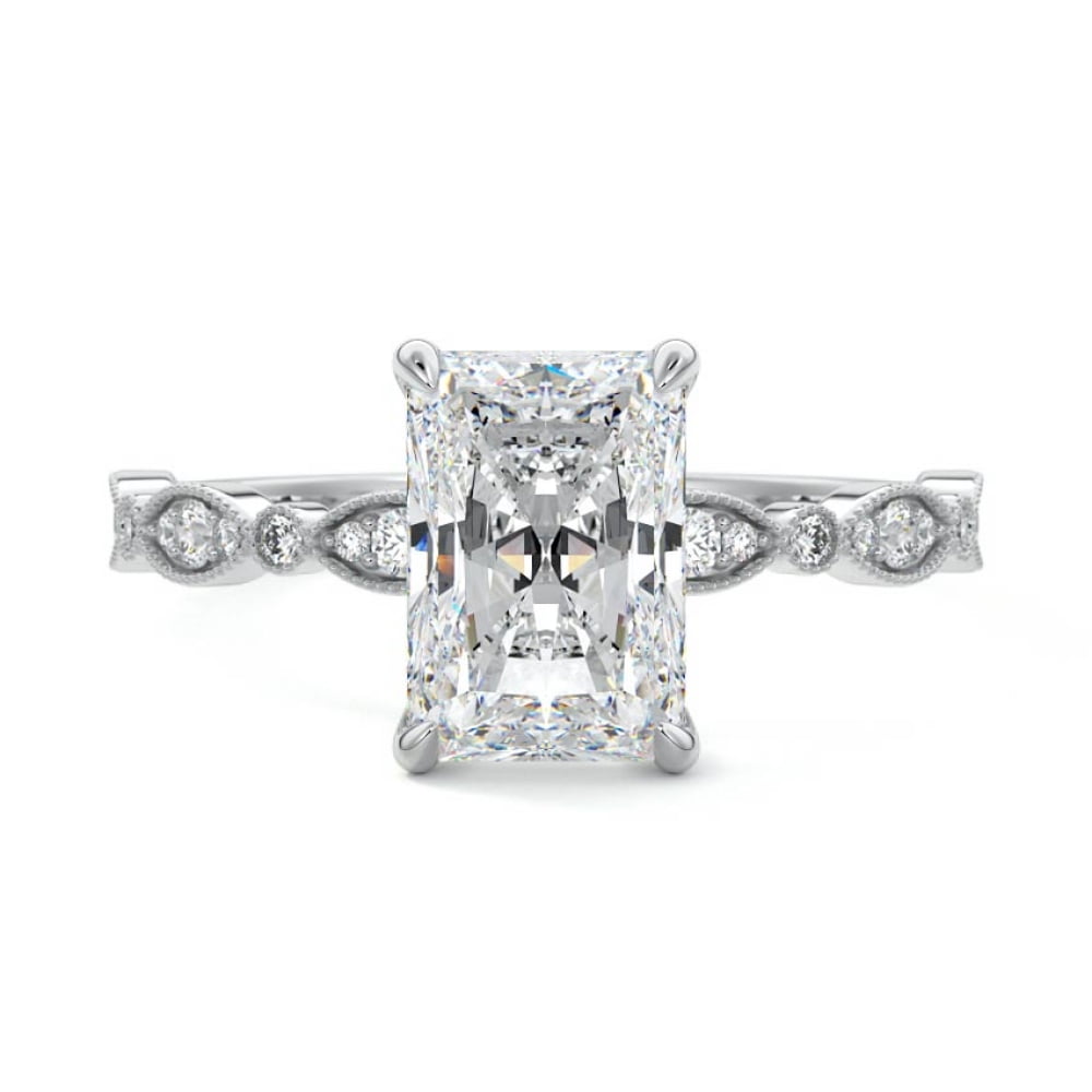 Bow Jewel 2 Ct Radiant Cut Diamond Ring - 14K White Gold Plated Wedding ...