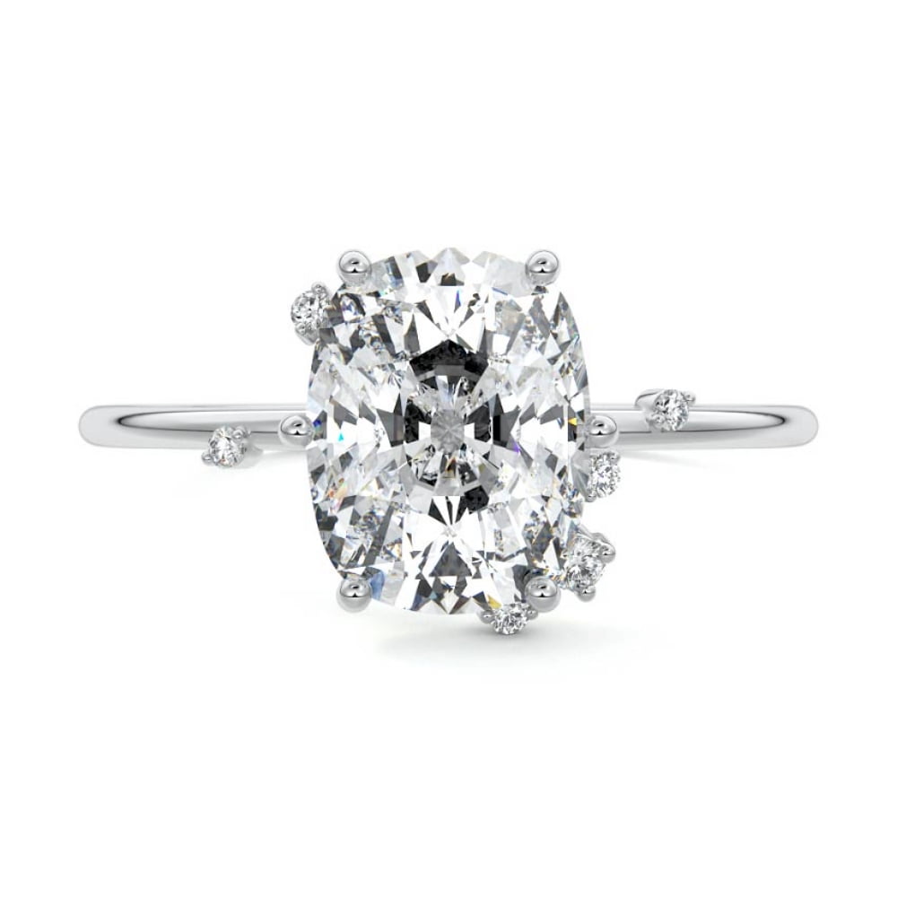 Bow Jewel 2 Ct VVS1/D Cushion Cut Diamond Solitaire Ring - 14K White ...