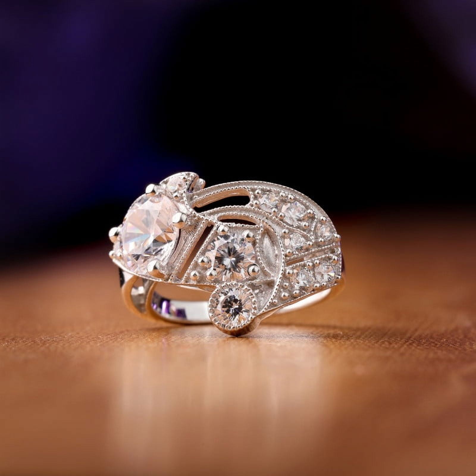 Bow Jewel Brilliant 1.8 Ct Round Cut Diamond Ring - 14K White Gold Over ...