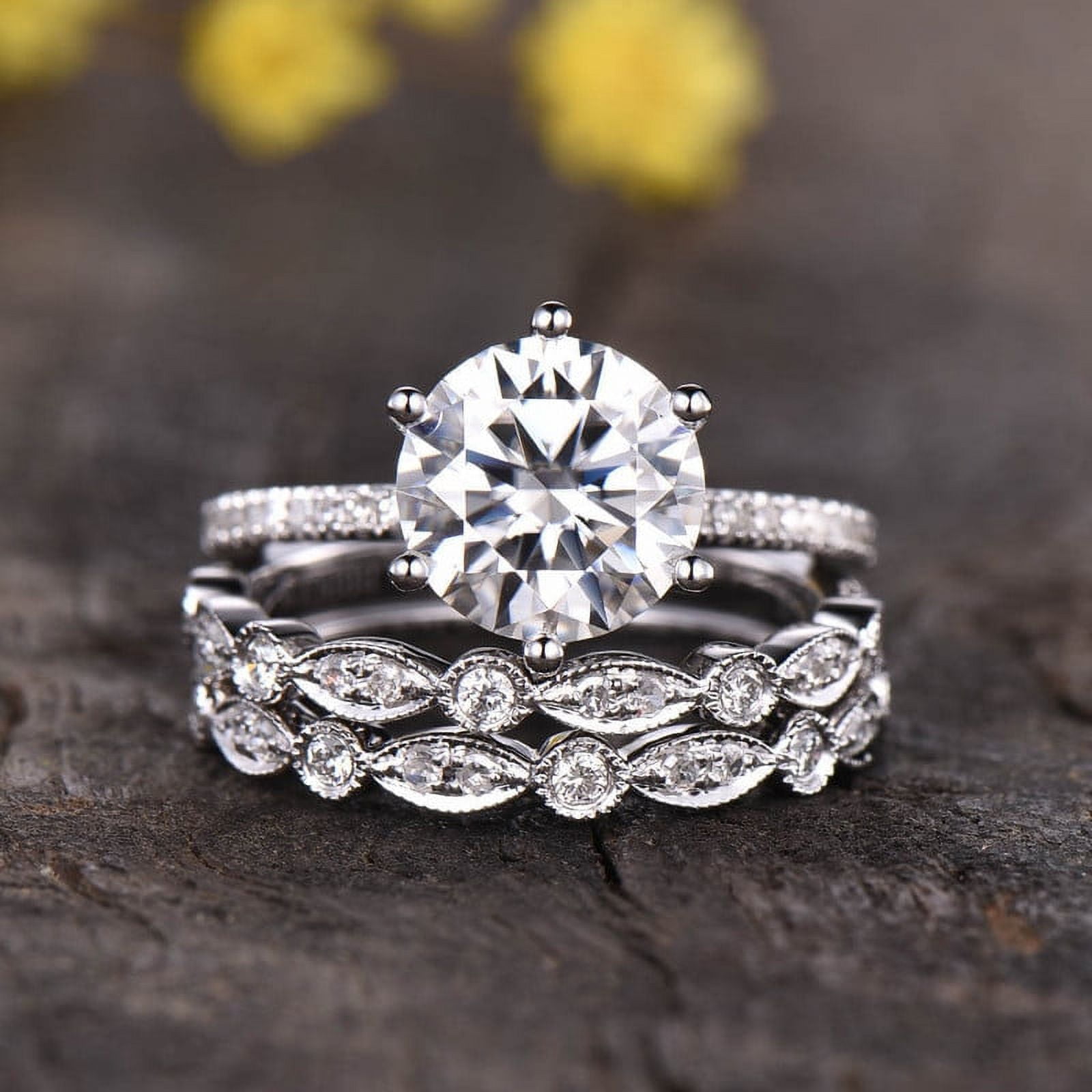 Bow Jewel Brilliant 2 Ct Round Cut Diamond Ring - White Gold Over 14K ...