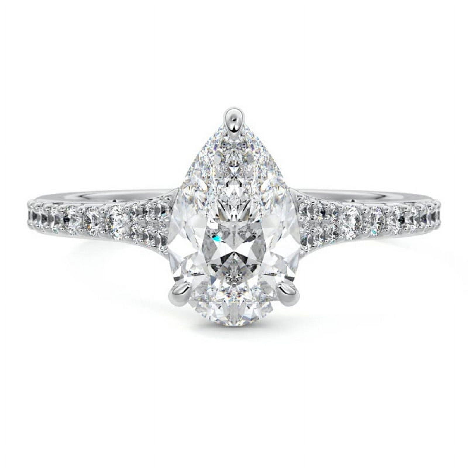 Bow Jewel Excellent 1.9 Ct Pear Cut Lab Created Diamond Ring - 14K ...
