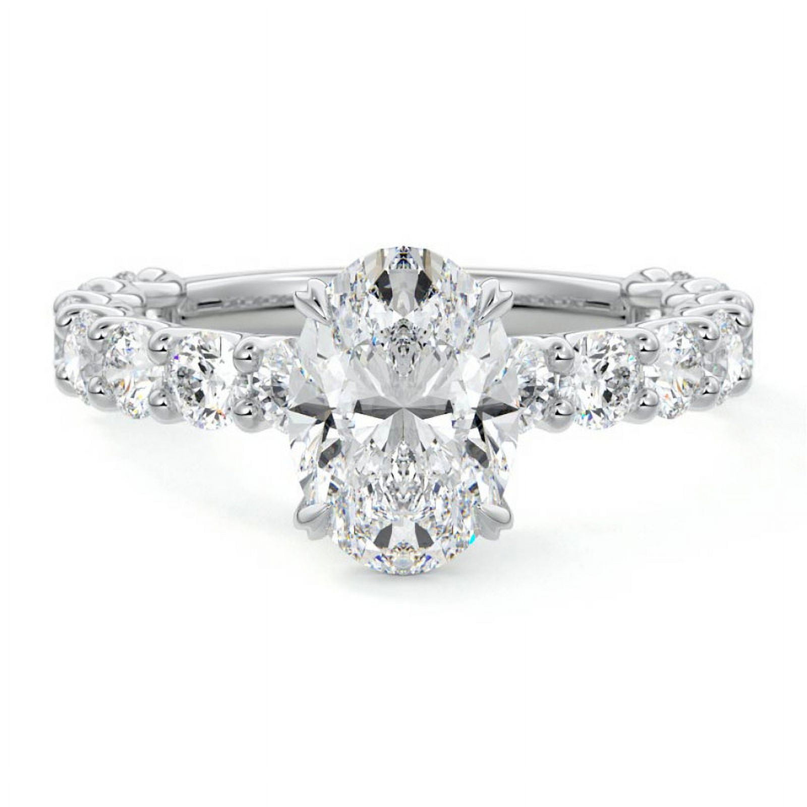 Bow Jewel Oval Cut 2 Ct Diamond Ring for Women - 14K White Gold Plated ...