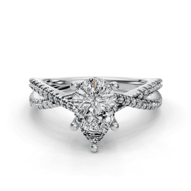 Bow Jewel Pear Cut Diamond Engagement Ring - 2 Ct Solitaire Lab-Created ...