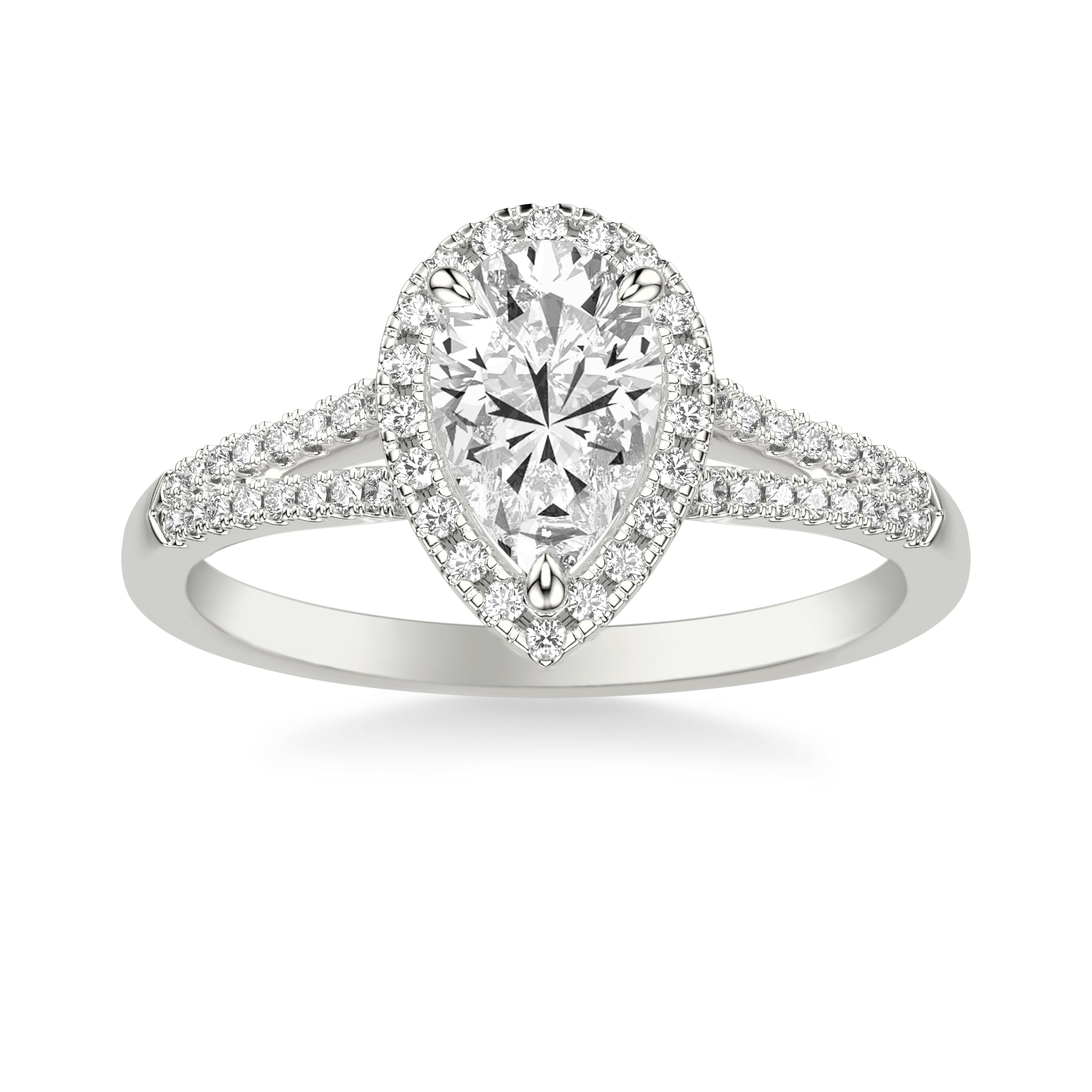 Bow Jewel Pear Cut Halo Diamond Ring - Lab Created 1.5 Ct Jewelry for ...