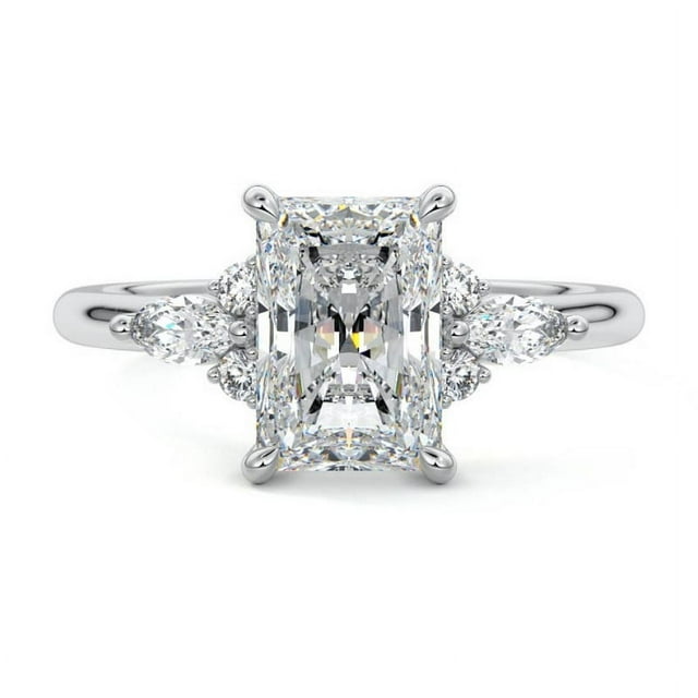 Bow Jewel Radiant Cut 1.8 Ct Diamond Ring for Women - 14K White Gold ...