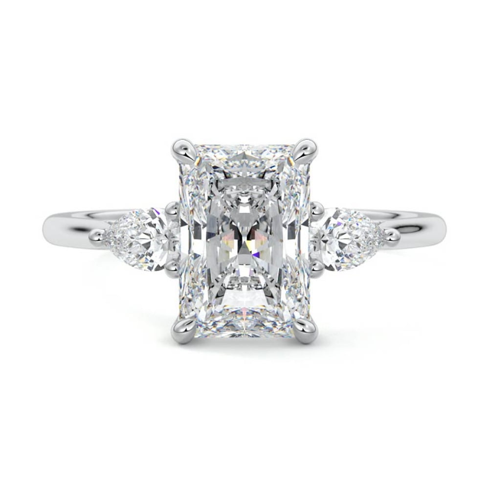 Bow Jewel Radiant Cut 2 Ct Diamond Ring - 14K White Gold Plated ...