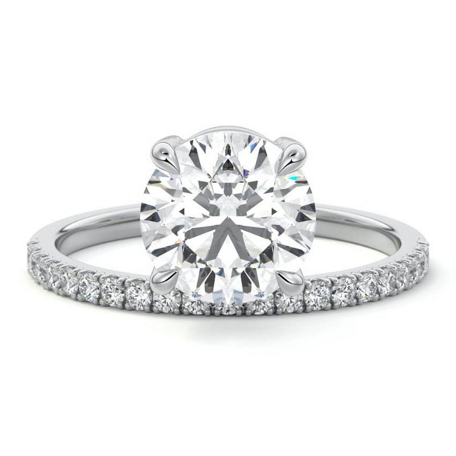 Bow Jewel Stamped 14K White Gold Plated Engagement Ring - 1.9 Ct Round ...