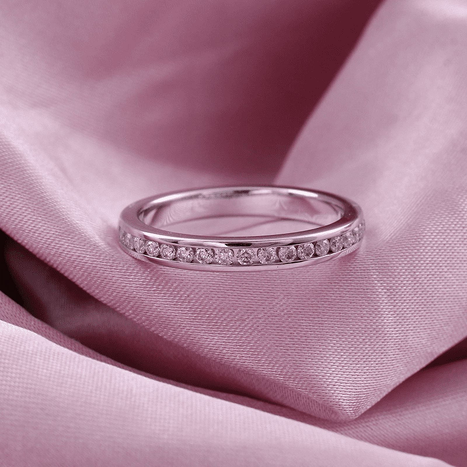 Bow Jewelry 0.49 Ct Round Brilliant Cut Moissanite Ring - Crafted in 14K White Gold Plated ...